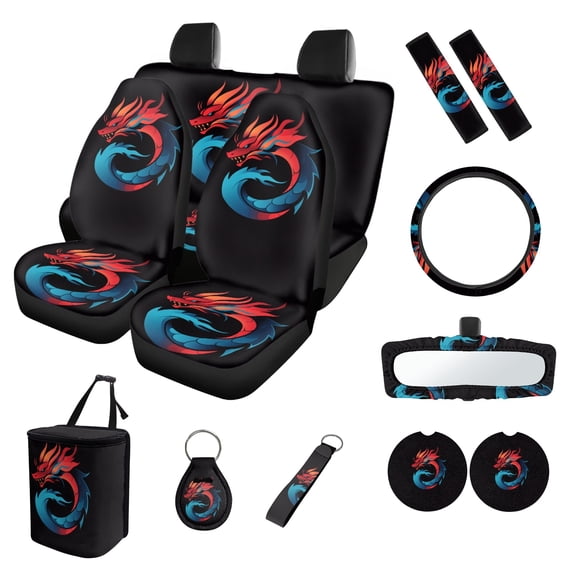 CHAQLIN 13 Pcs Car Accessories Set, with Auto Steering Wheel Protector ...