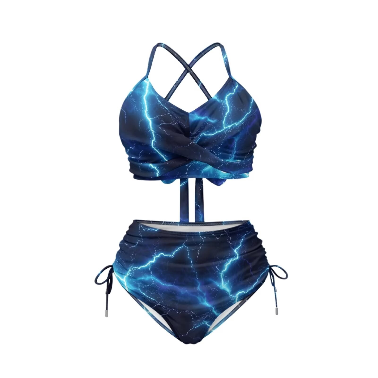 CHAQLIN Blue Lightning Bikini Set for Women Two Piece Push Up Padded ...