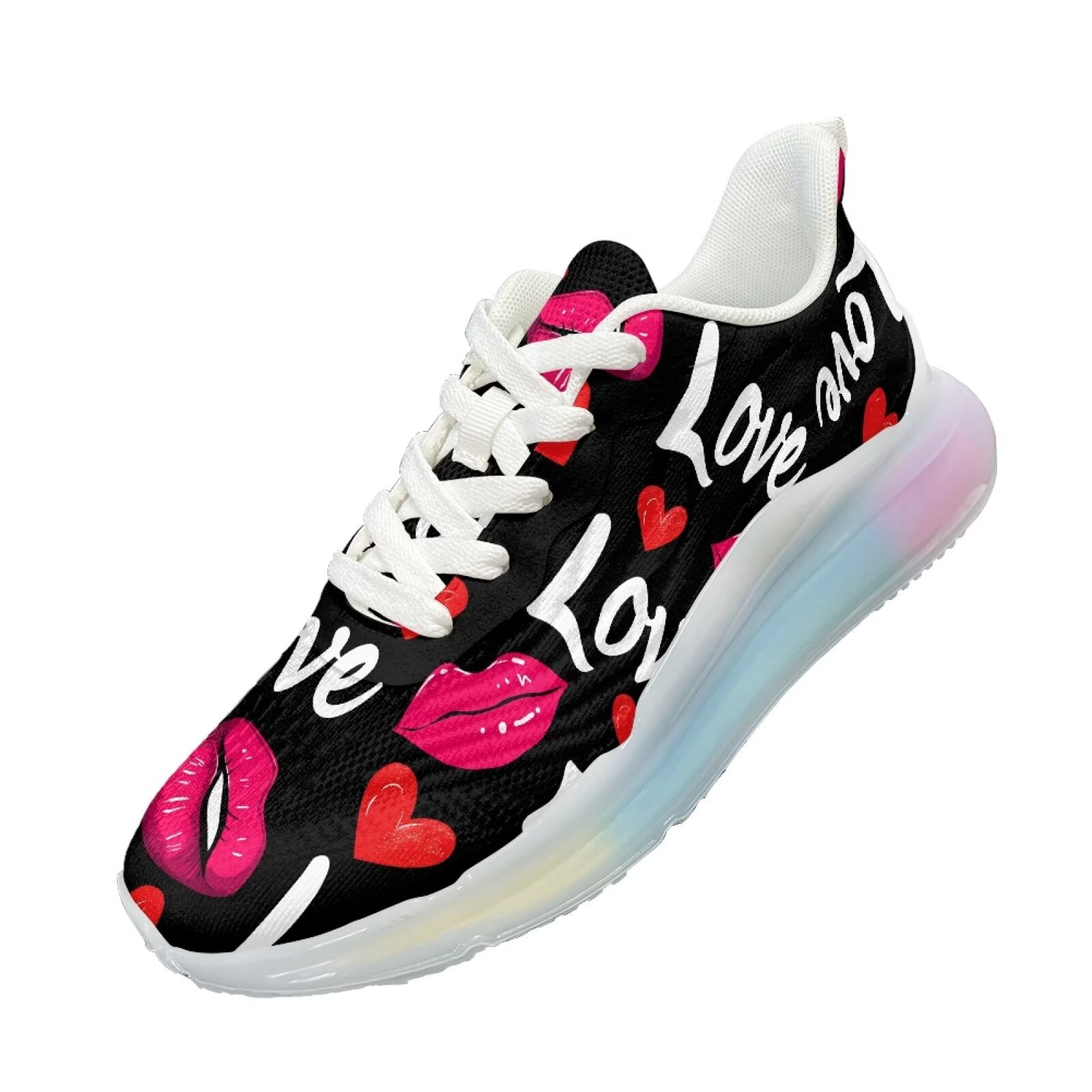 CHAQLIN Knit Running Shoes for Women Women's Platform Bold Lace-Up ...