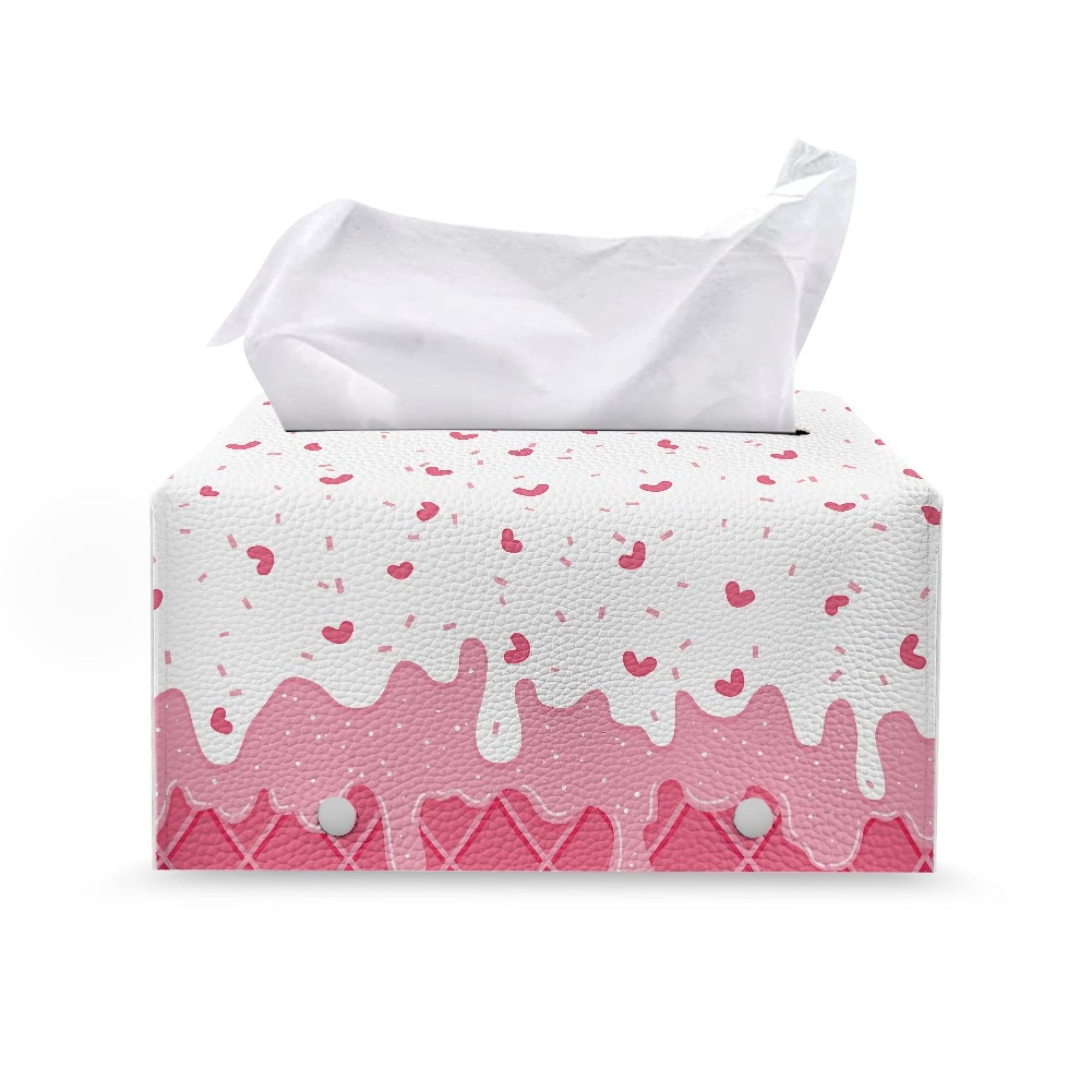 CHAQLIN PU Leather Rectangle Tissue Box Cover, with Buttons with Buckle ...