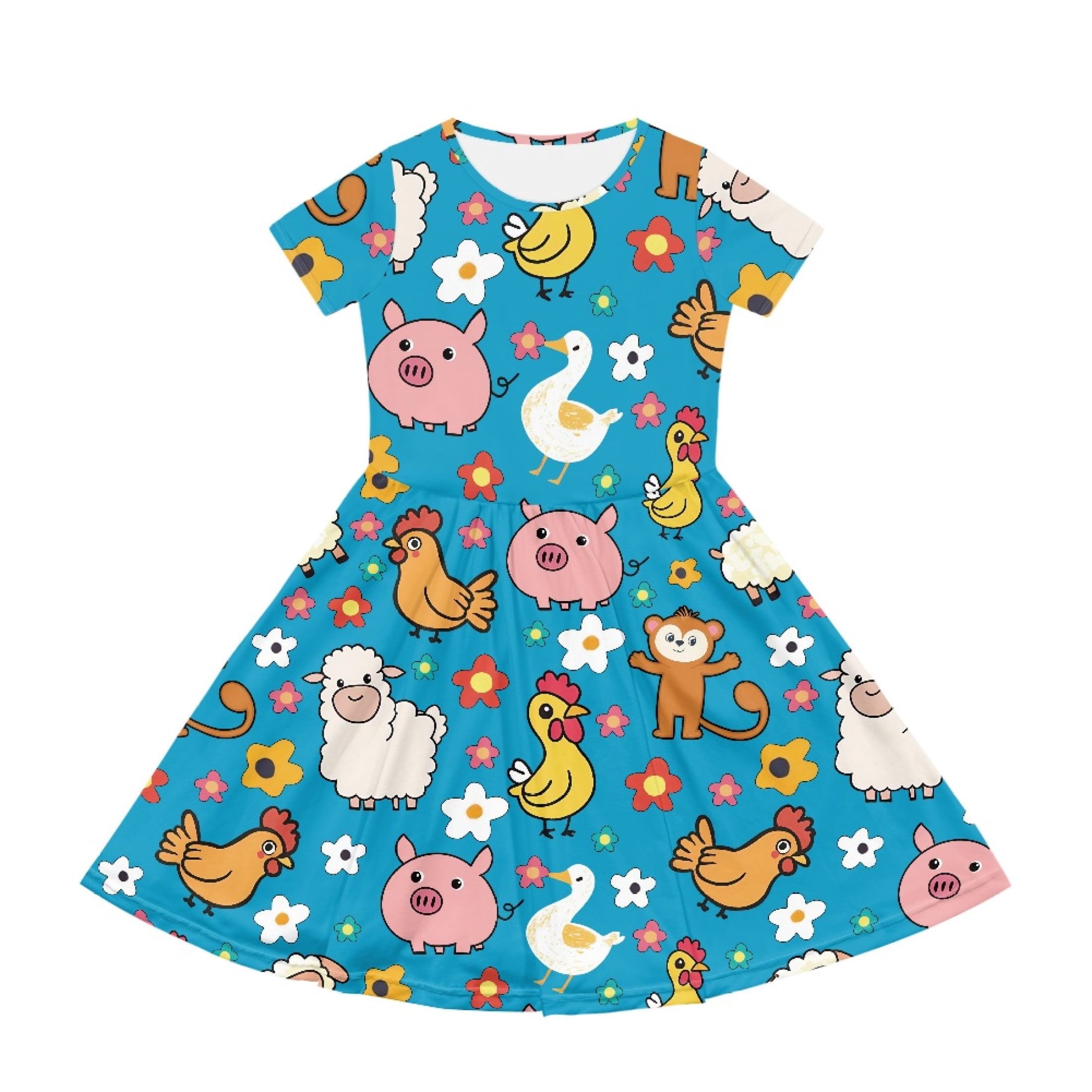 CHAQLIN Polyester Spandex Girls Summer Dress for Vacation Stretchy With ...