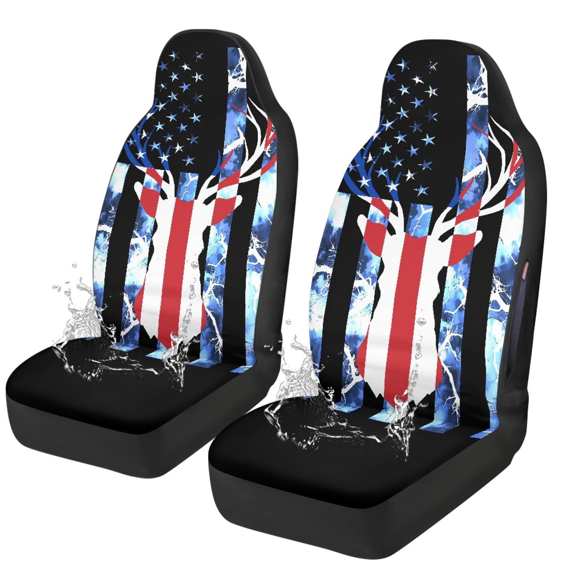 CHAQLIN US Flag Deer Head Car Seat Covers for Automotive, Easy to ...