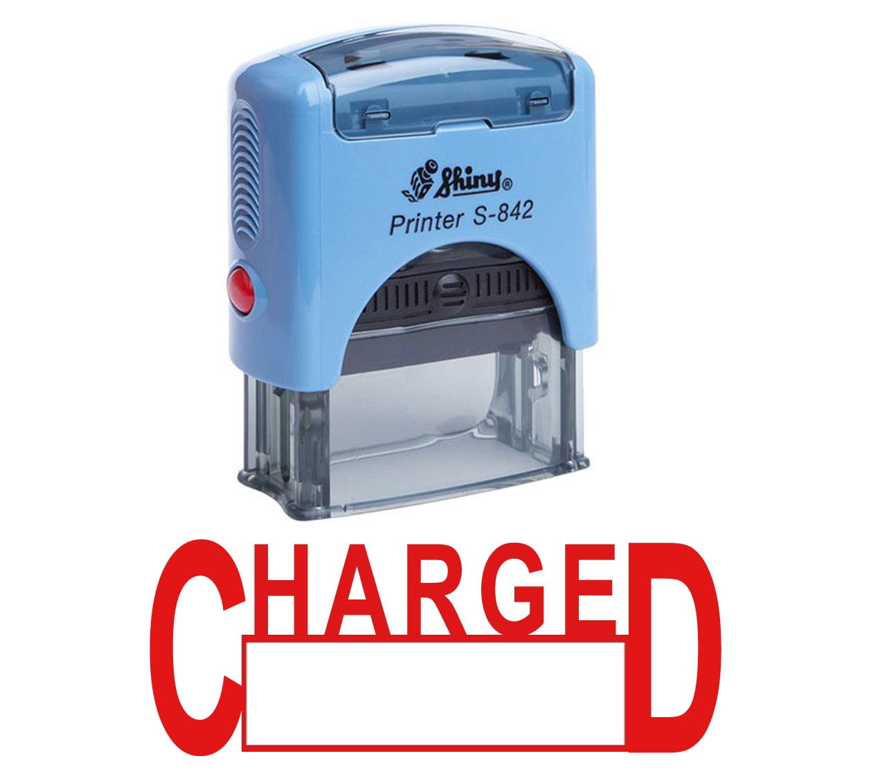 CHARGED Self Inking Rubber Stamp Office Stationary Custom Shiny Stamp ...