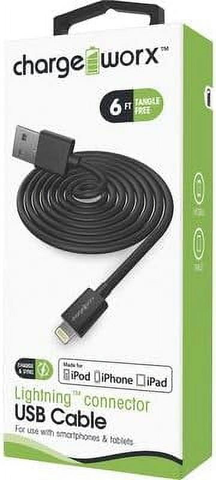 CHARGEWORX CX4602BK 6ft Lightning Sync & Charge Cable Black - Walmart.com