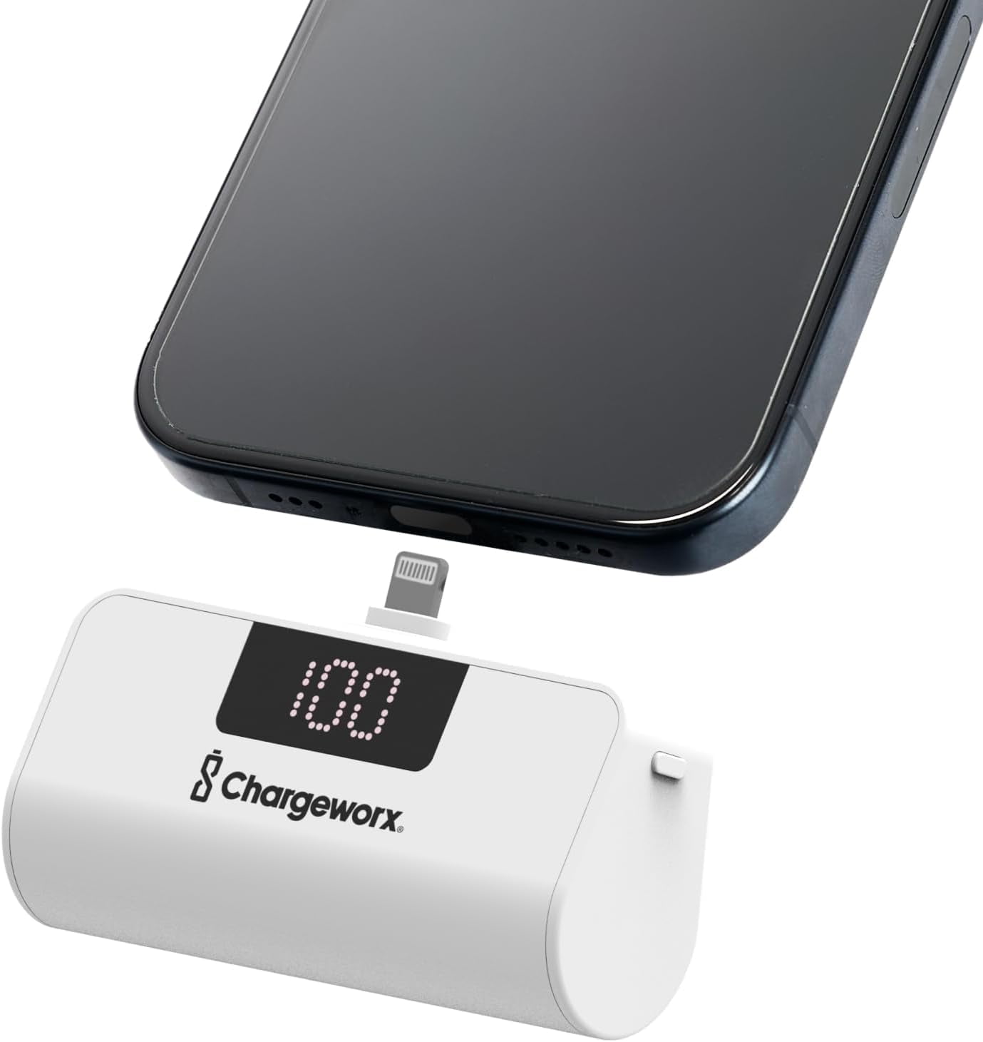 CHARGEWORX Portable Power Bank with LCD Display, Built-in Lightning ...