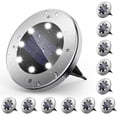 CHARKEE 12 Pack Solar Ground Lights, Outdoor Waterproof 8 LED Disk ...