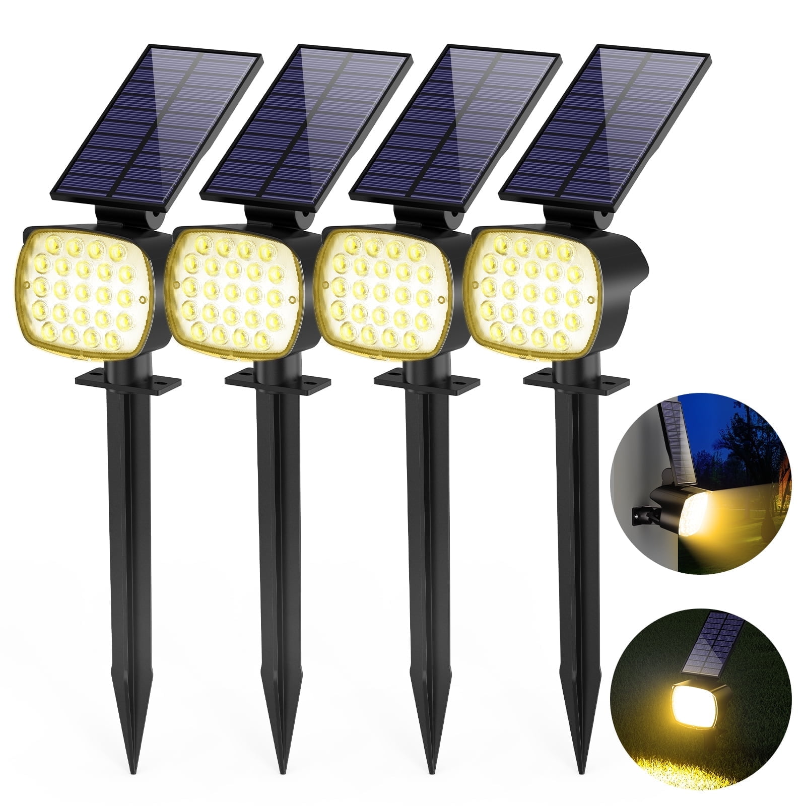 CHARKEE Outdoor Solar Lights,3 Modes Solar Spot Lights for Garden Yard ...