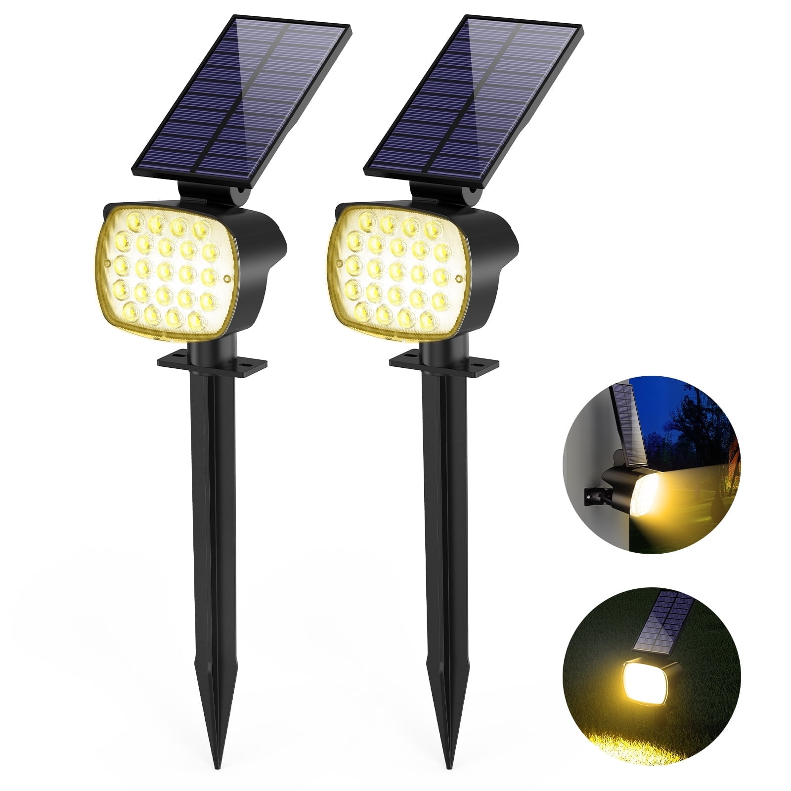 CHARKEE Solar Lights Outdoor,800LM Solar Powered Spotlights for Yard ...