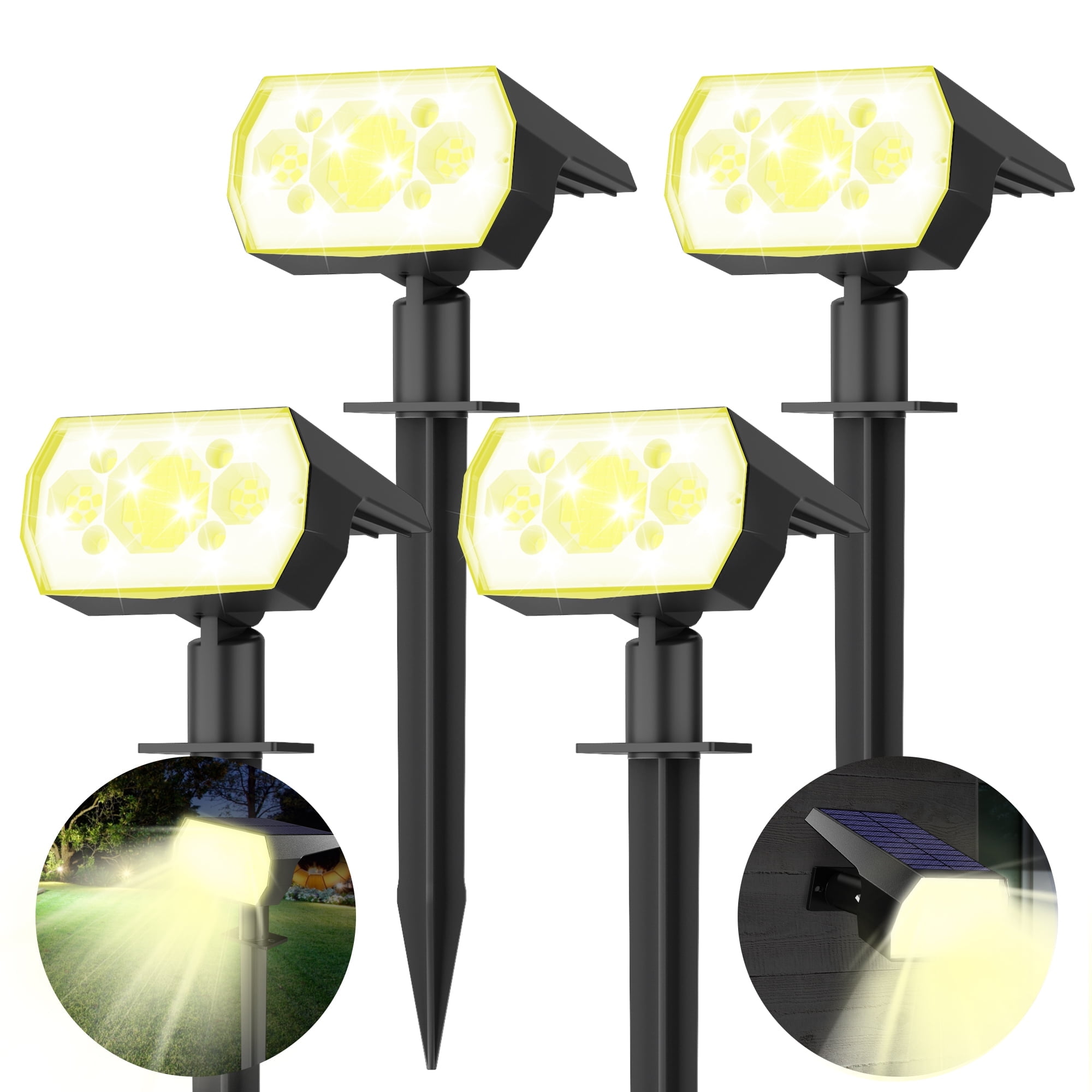 CHARKEE Solar Spot Lights Outdoor,3 Lighting Modes/64 LED Solar Powered ...
