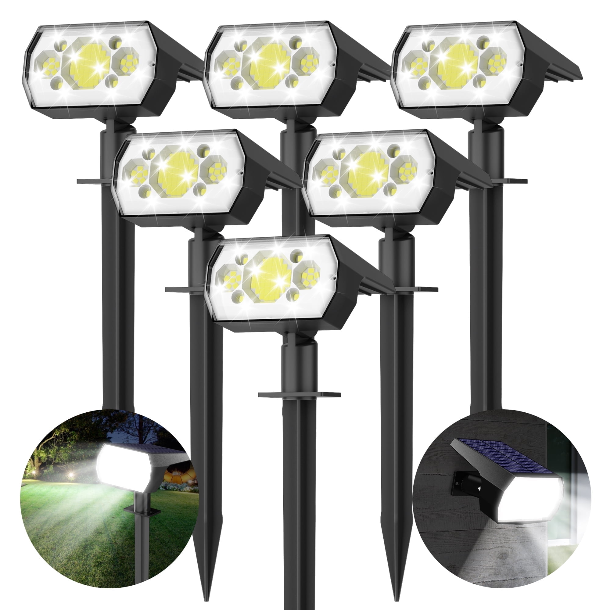 CHARKEE Solar Spotlights Outdoor, 64 LED Waterproof Landscape Lights, 3 ...