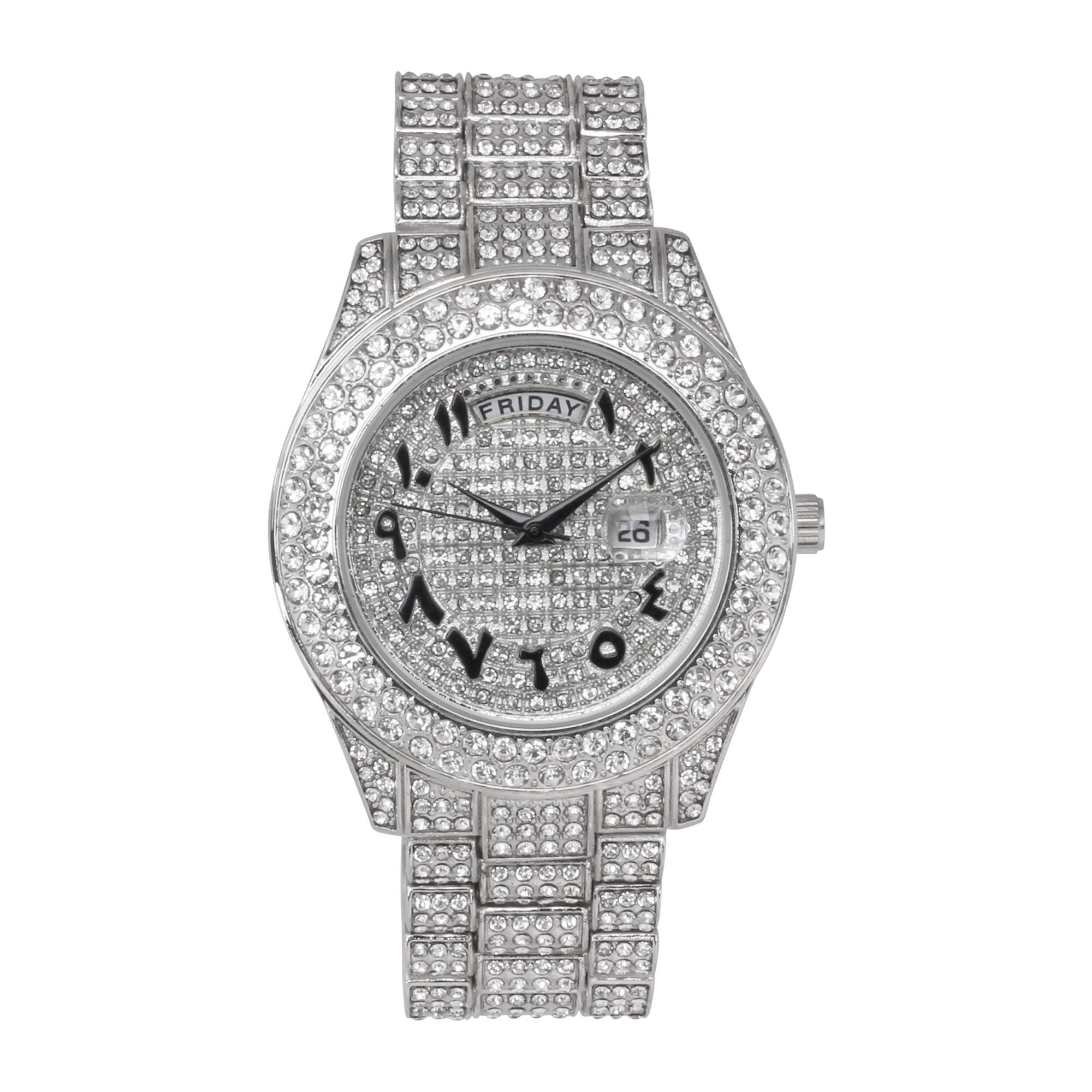 CHARLES RAYMOND Big Rocks Fully Iced Out Diamond Mens Watch w/Easy Read ...
