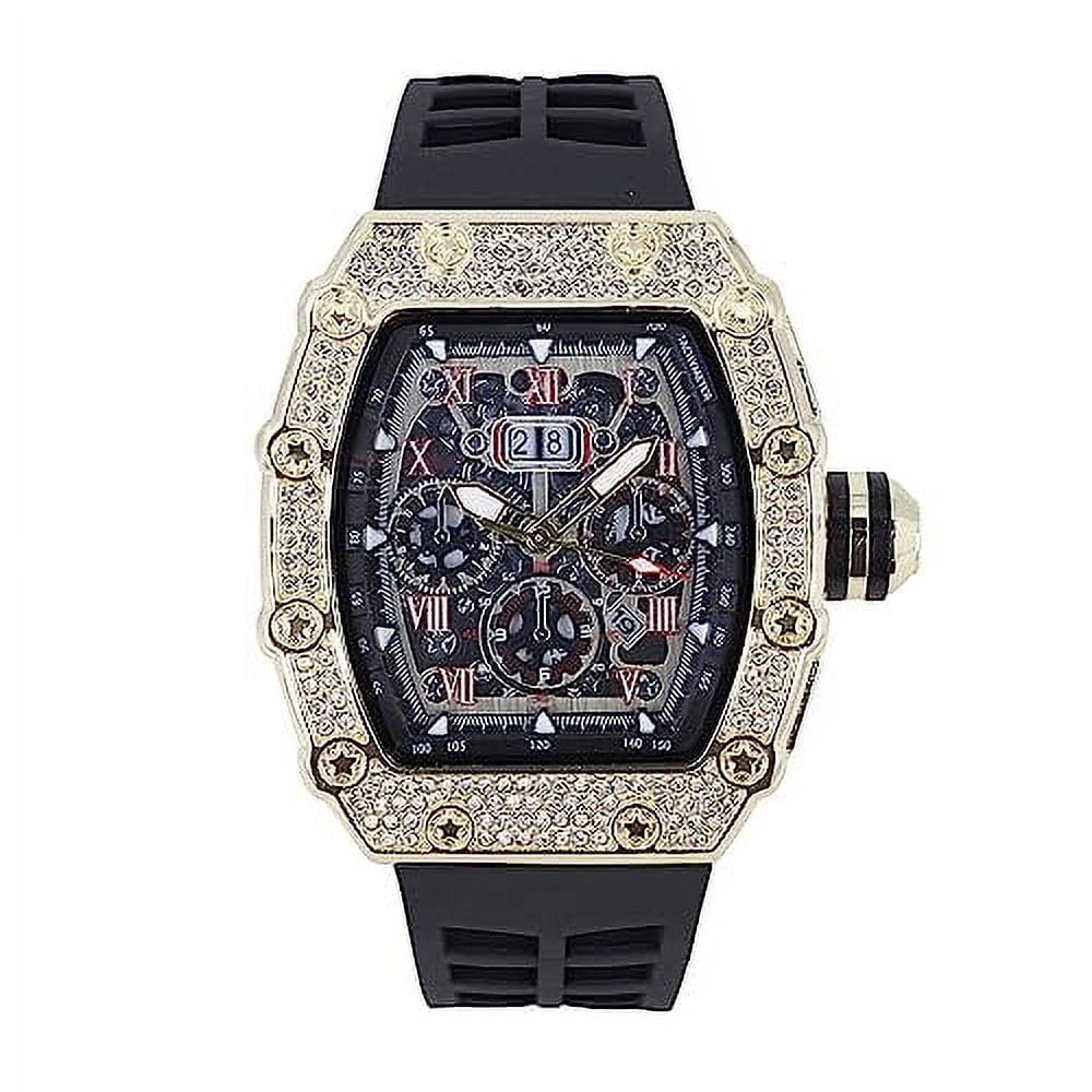 CHARLES RAYMOND Men's Luxury Iced Out Crystals Diamond Watch with ...