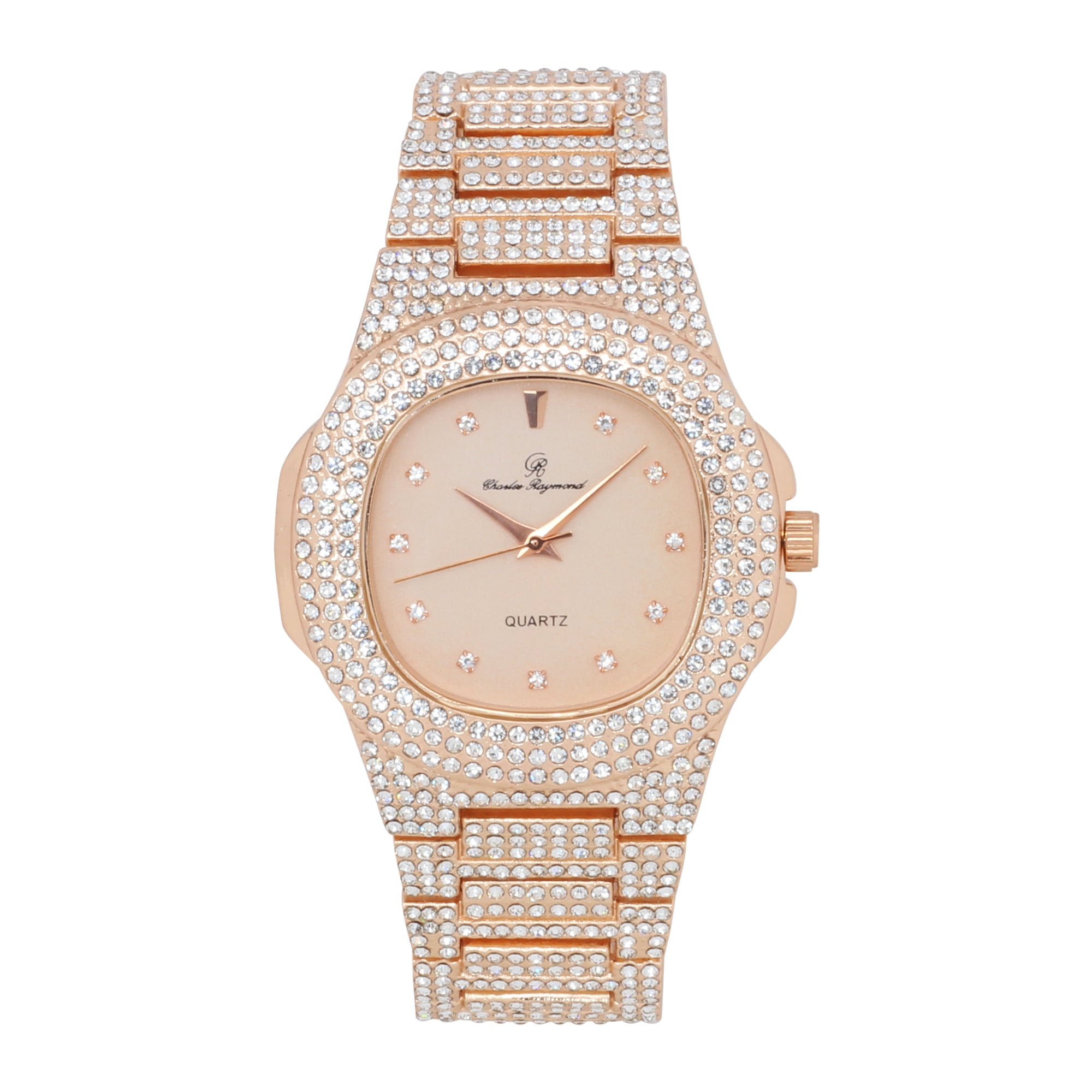 CHARLES RAYMOND Women's Luxury Crystal Diamonds Iced Out Watch, a True ...