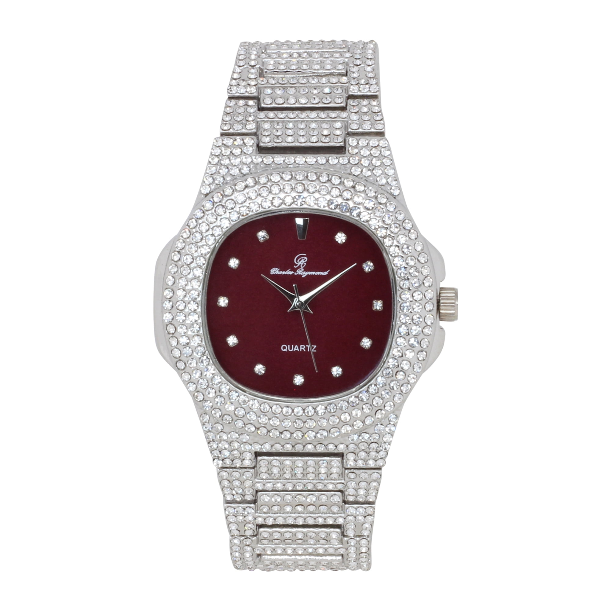 CHARLES RAYMOND Women's Luxury Crystal Diamonds Iced Out Watch, a True ...