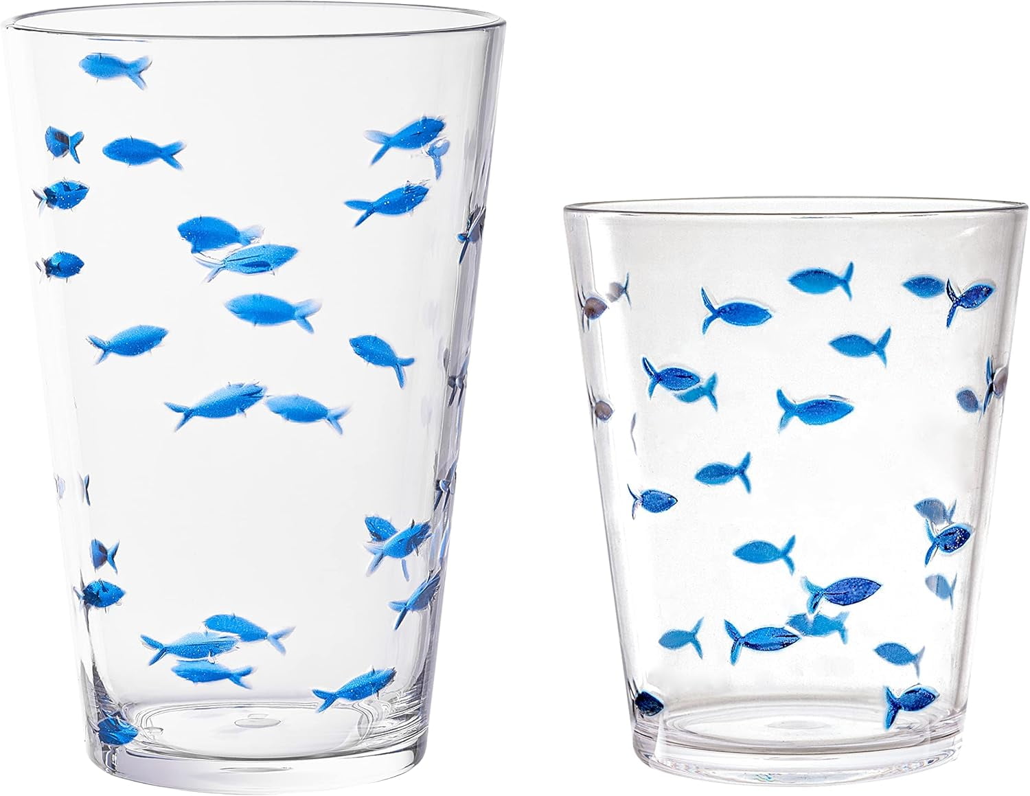 CHARLESTON- 19 oz, Set of 6, Acrylic Fishing Highball, School of Fish ...