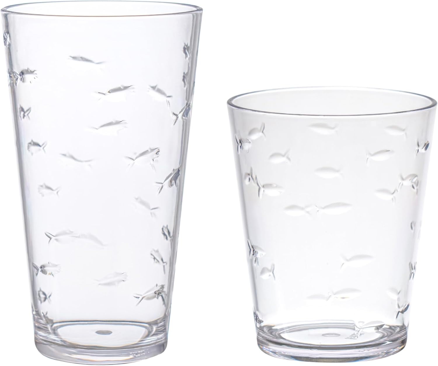 CHARLESTON- 19 oz, Set of 6, Acrylic Fishing Highball, School of Fish ...