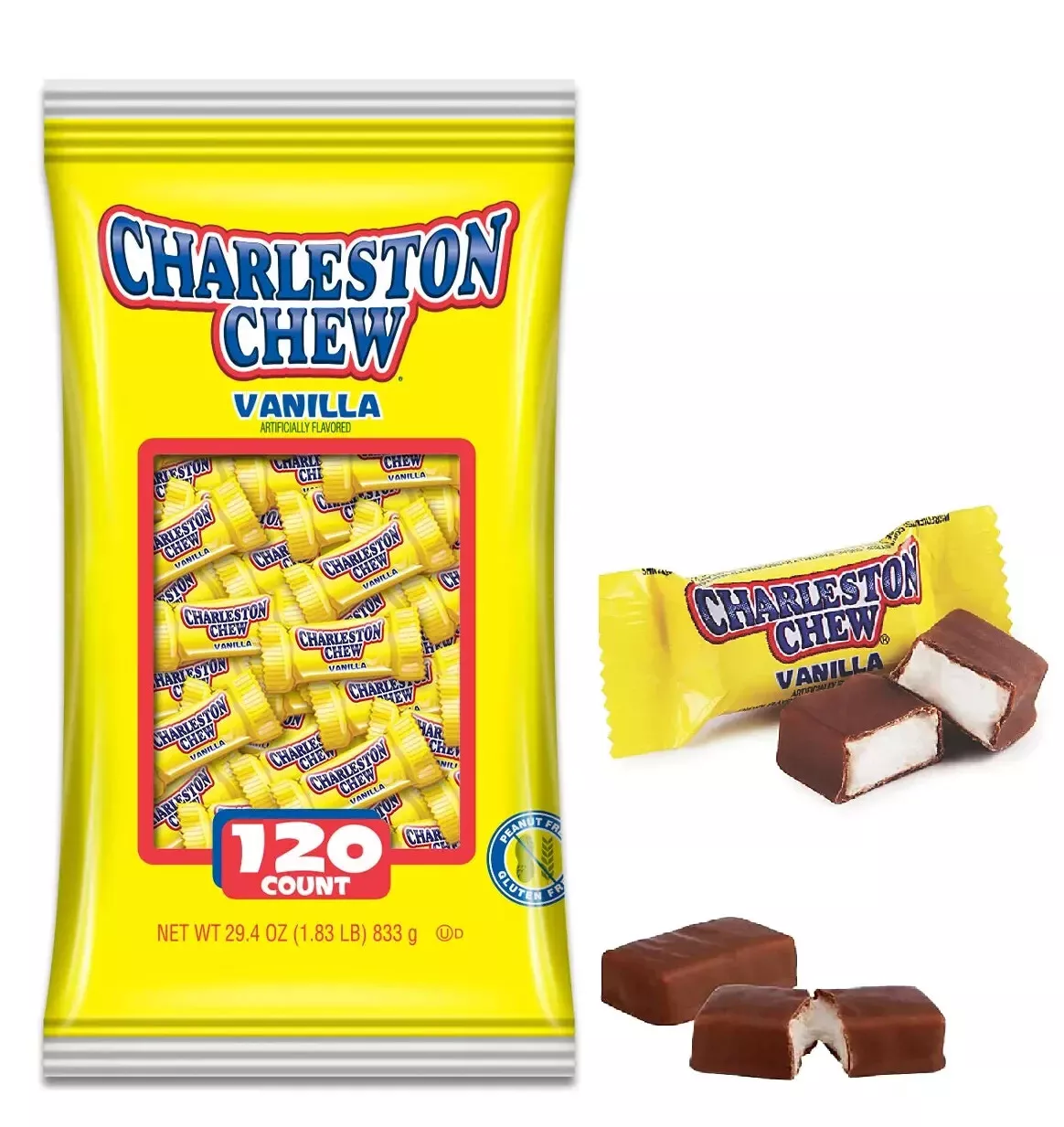 CHARLESTON CHEW Vanilla, Snack Size Bulk Candy Bars, 29.4-Ounce (120 ...
