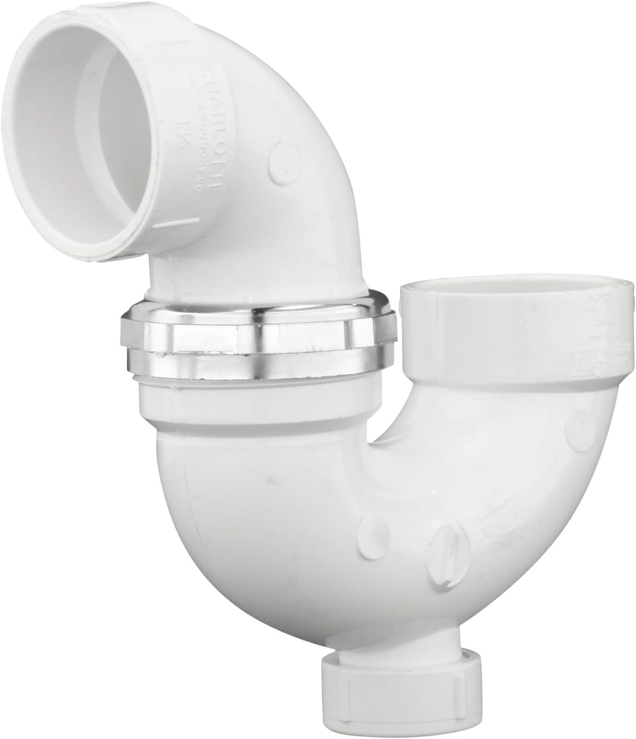 CHARLOTTE PIPE 1 1/2 DWV P-TRAP W/UNION/C/O&CHROME NUT DWV DRAIN, WASTE ...