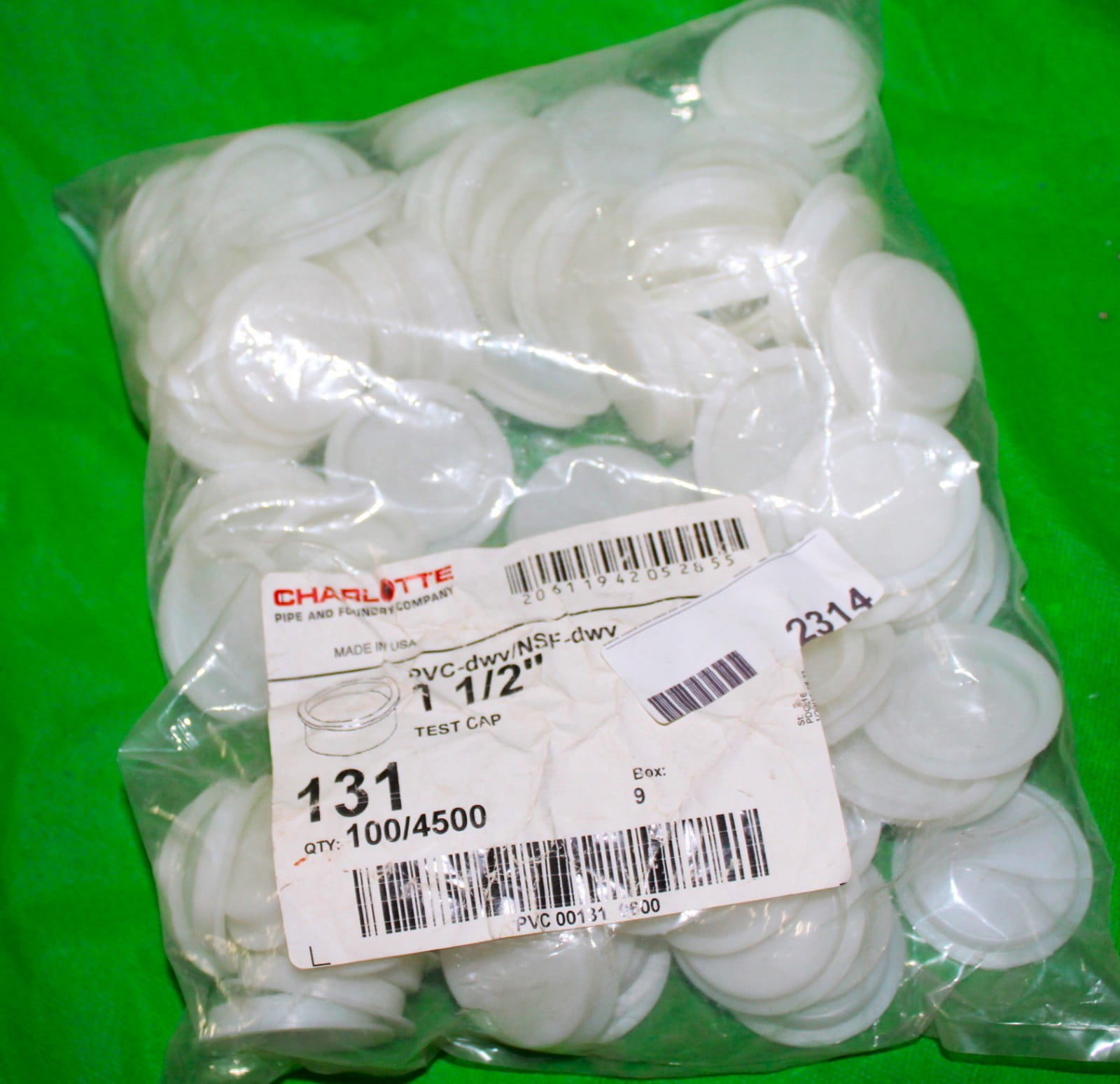 CHARLOTTE PIPE 1 1/2 Test Cap DWV (Drain, Waste and Vent) - 100 QT ...