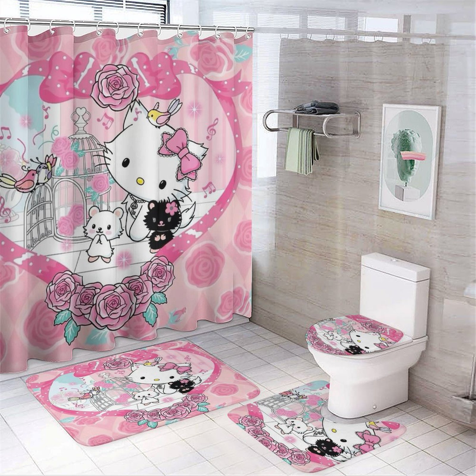 CHARM-MYKITTY Shower Curtain Sets Cartoon Anime for Boys Grils Gift ...