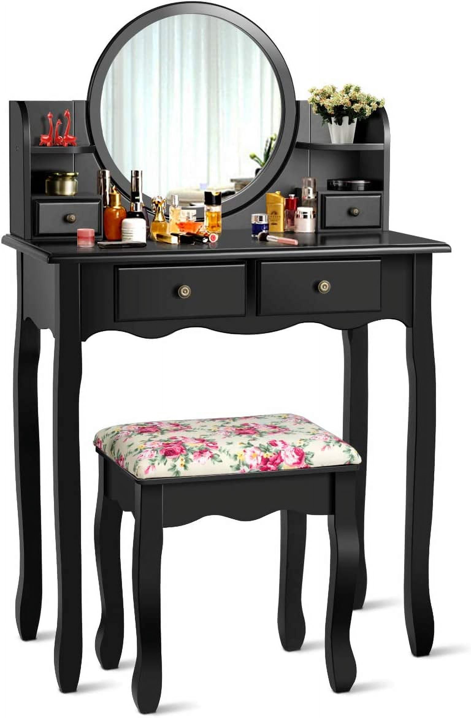 CHARMAID Vanity Set with 4 Storage Shelves and 4 Drawers, Makeup Table ...