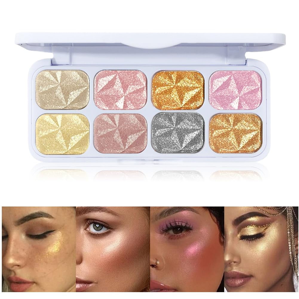 CHARMFORYOU 8 Colors Highlight Eyeshadow Palette,Sparkle Shiny Eye ...