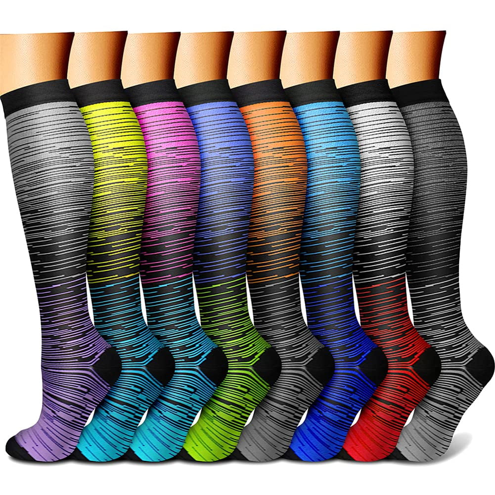 CHARMKING Compression Socks for Women & Men (8 Pairs) 15-20 mmHg ...