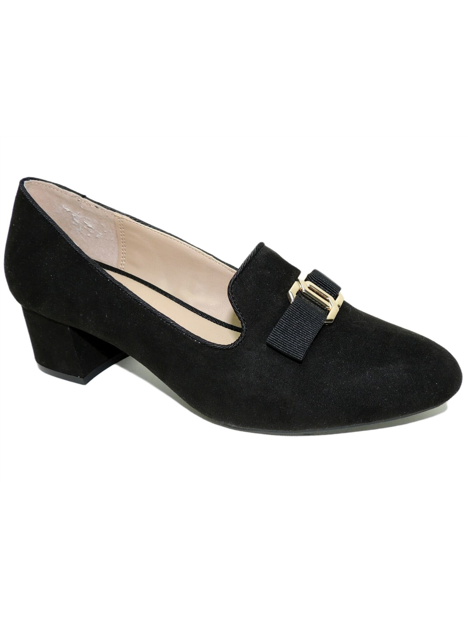 CHARTER CLUB Womens Black Buckle Accent Avaa Round Toe Block Heel Slip ...