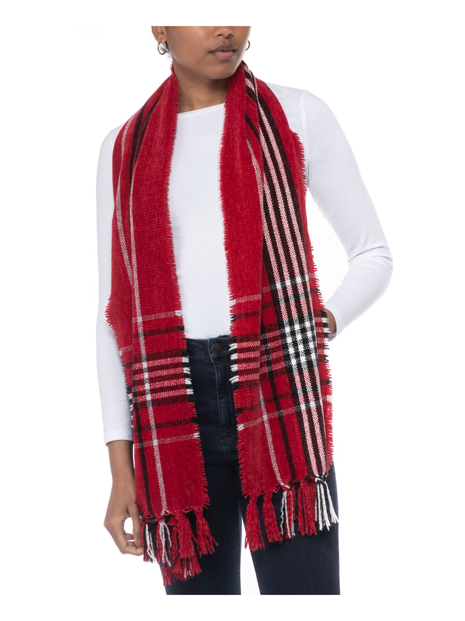 CHARTER CLUB Womens Red Tasseled Fringed Wrap - Walmart.com