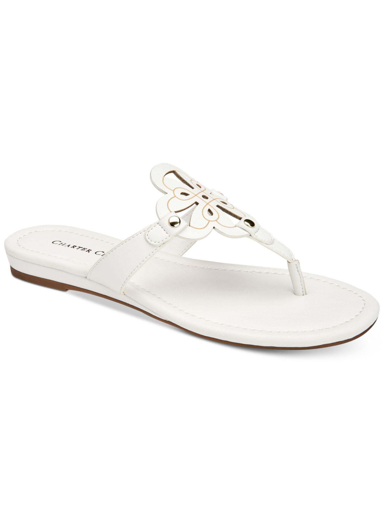 CHARTER CLUB Womens White Cut Out Studded Padded Ozella Round Toe Wedge ...