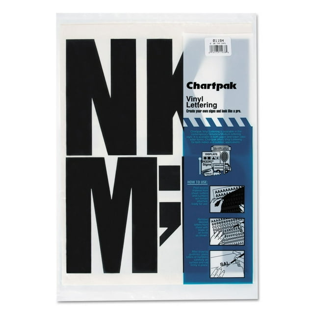 Chartpak Press-On Vinyl Uppercase Letters, Self Adhesive, Black, 6"h ...