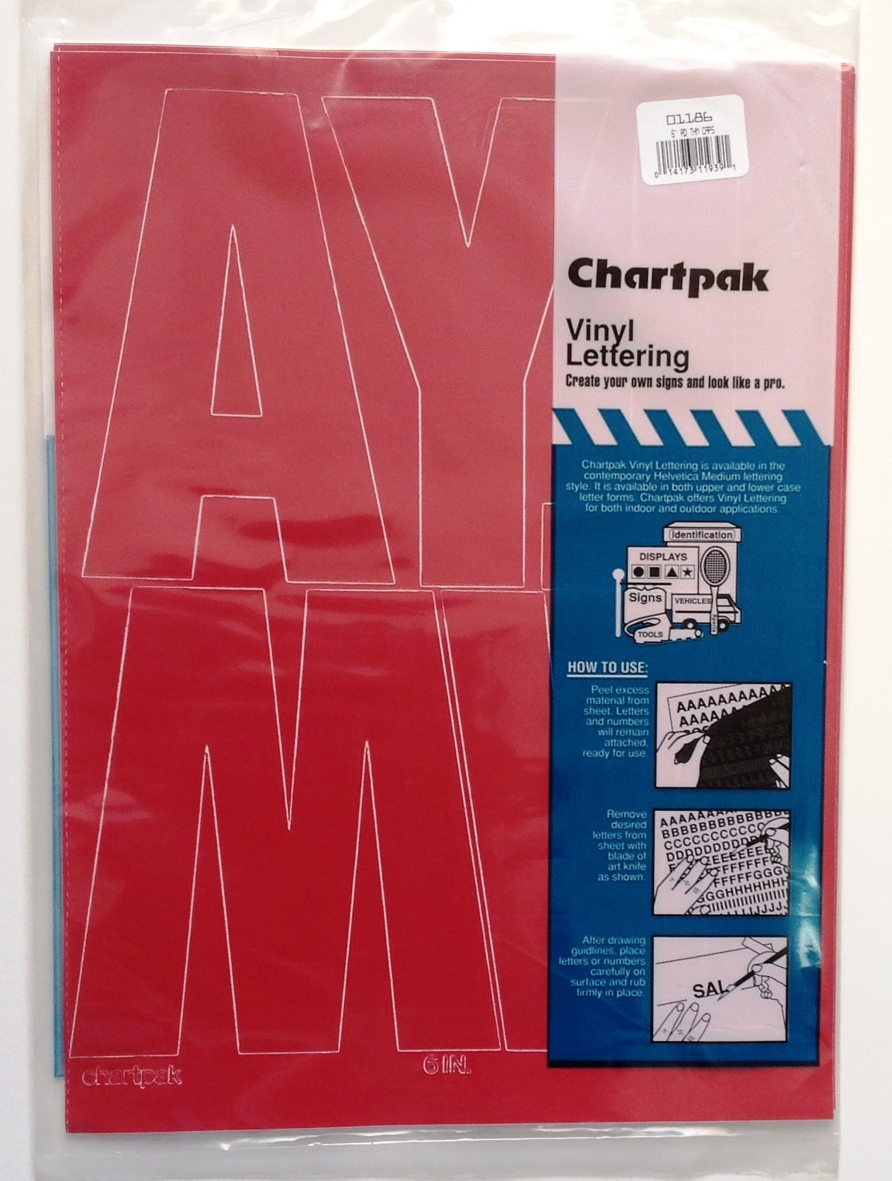 CHARTPAK Vinyl Letters, Red (01186) - Walmart.com