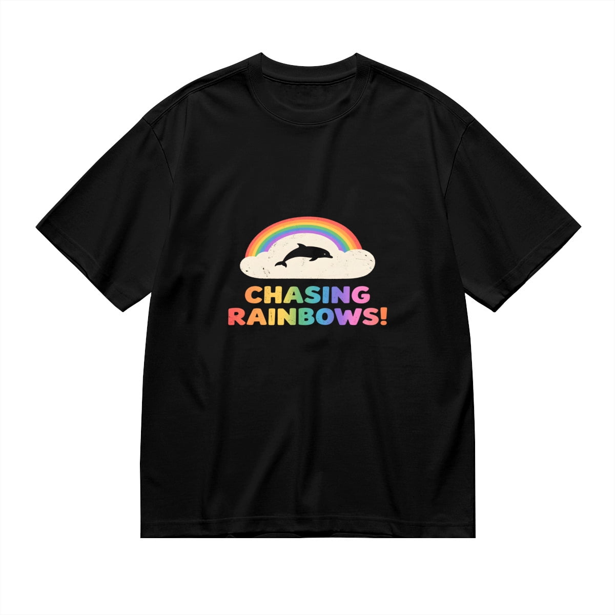 CHASING RAINBOWS,Rainbow With Dolphin Print, Vintage T Shirt, Cotton T-Shirt for Men, 23666331 ...