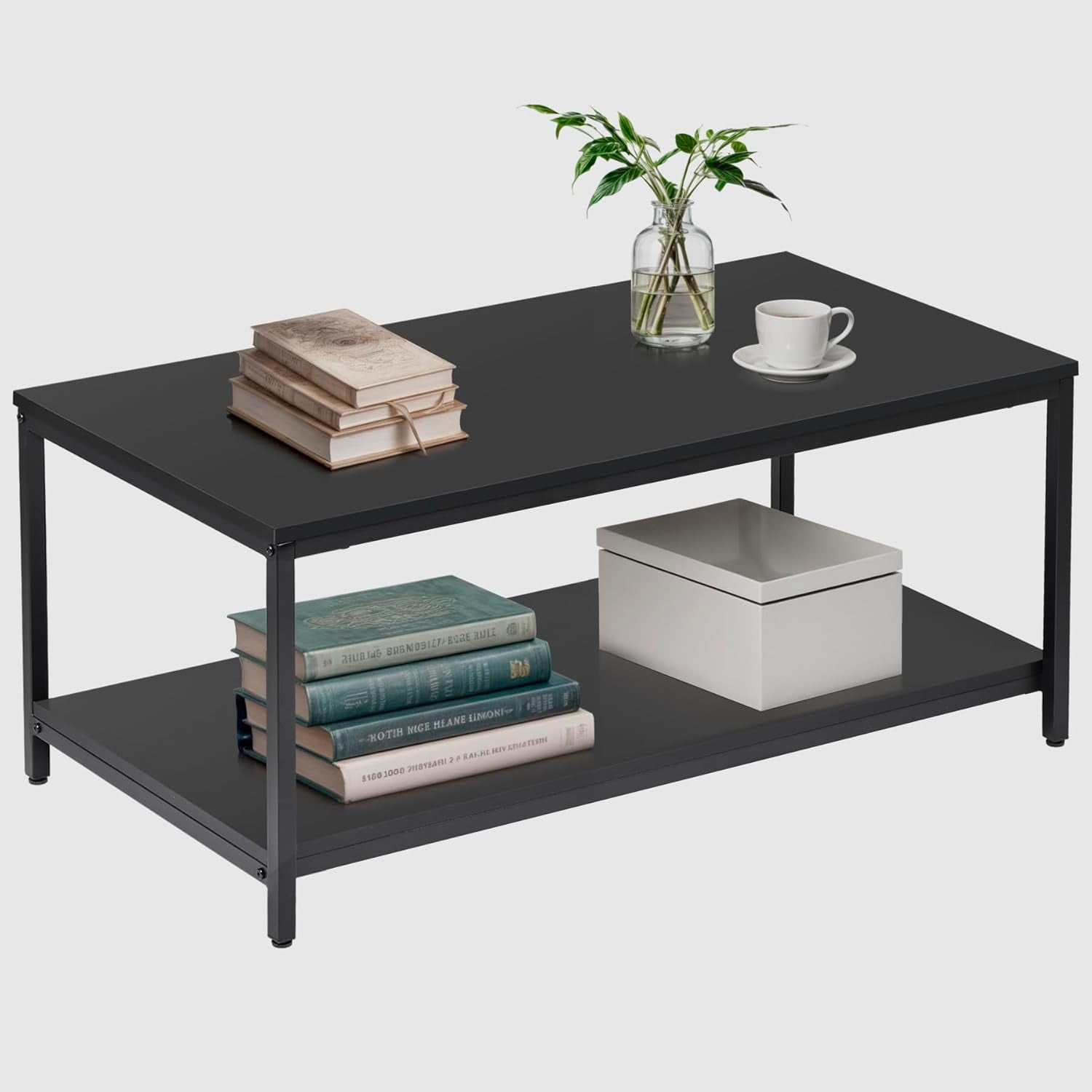 CHAUKY 2-Tier Coffee Table with Storage Shelf, Functional Center Table ...