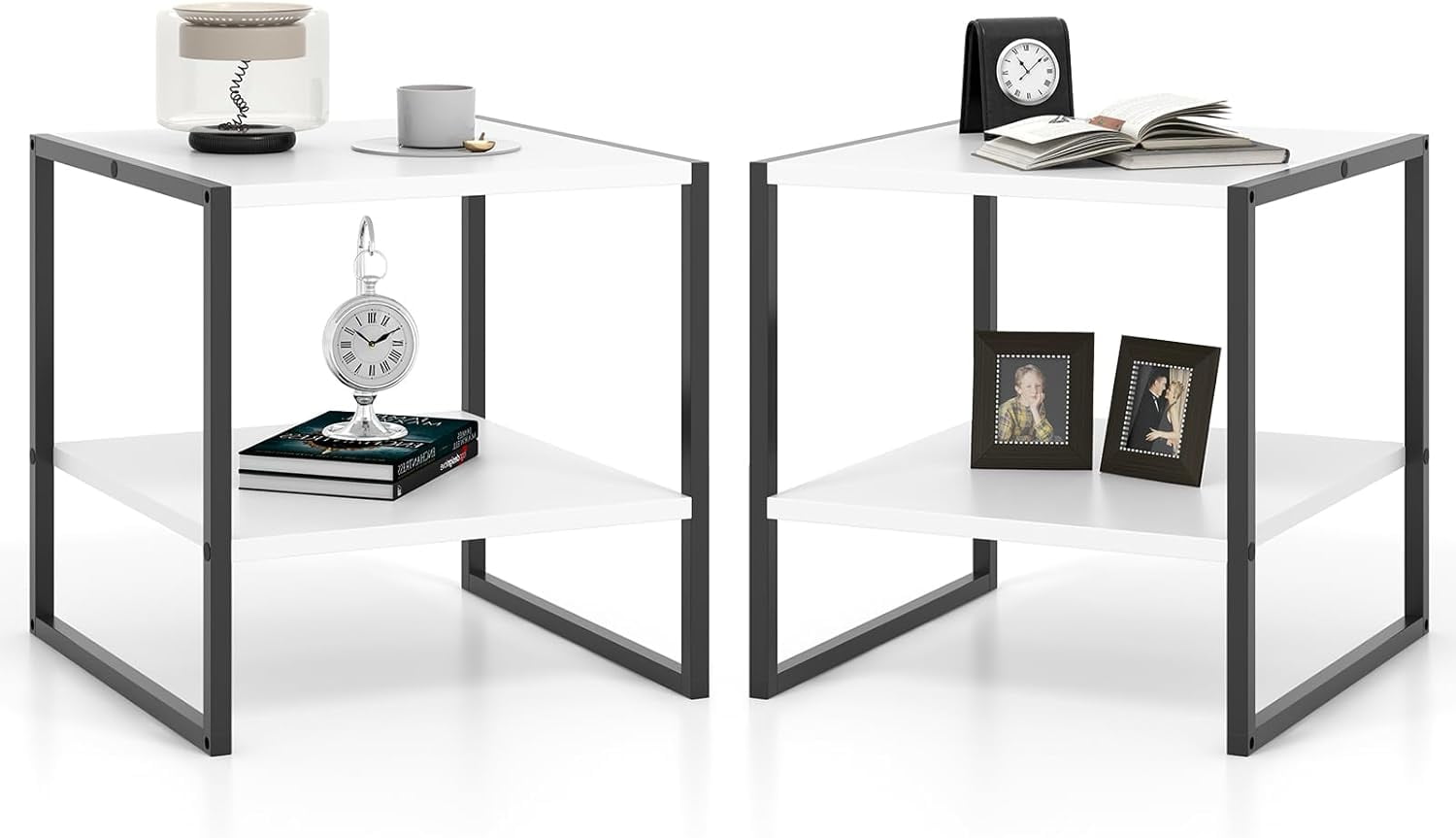 CHAUKY 20 Inch End Table Set of 2, Modern Square Side Table with ...