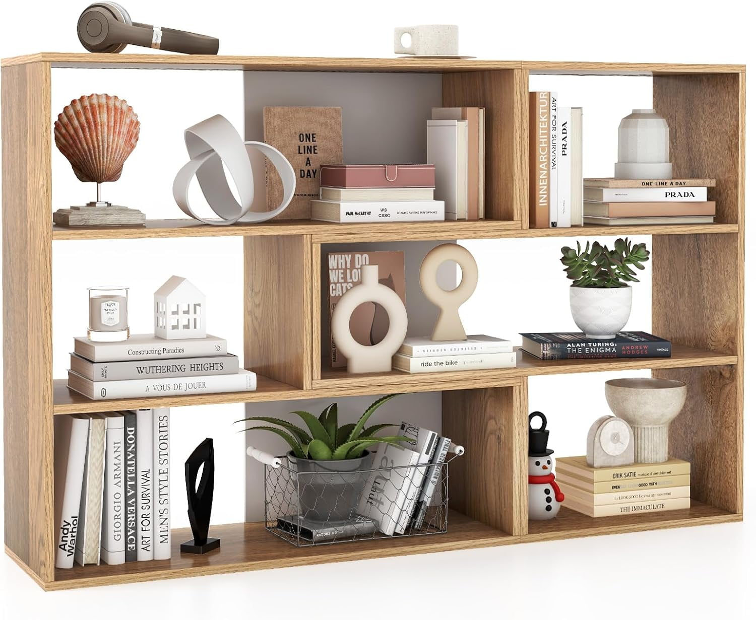 CHAUKY 3-Tier Bookshelf, Wooden Convex Bookcase for Small Space, Modern ...