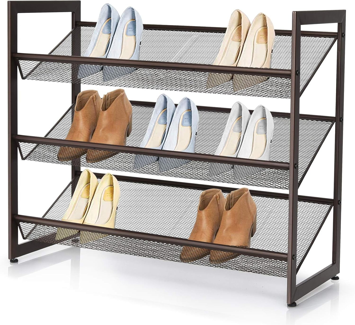 CHAUKY 3-Tier Metal Shoe Rack, Shoe Storage Organizer with Adjustable ...