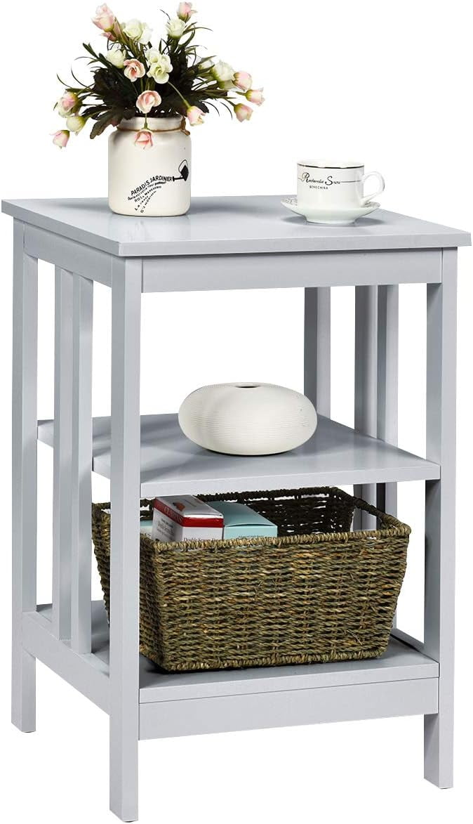 CHAUKY 3-Tier Nightstand, Modern Side Table with Storage Shelves and ...