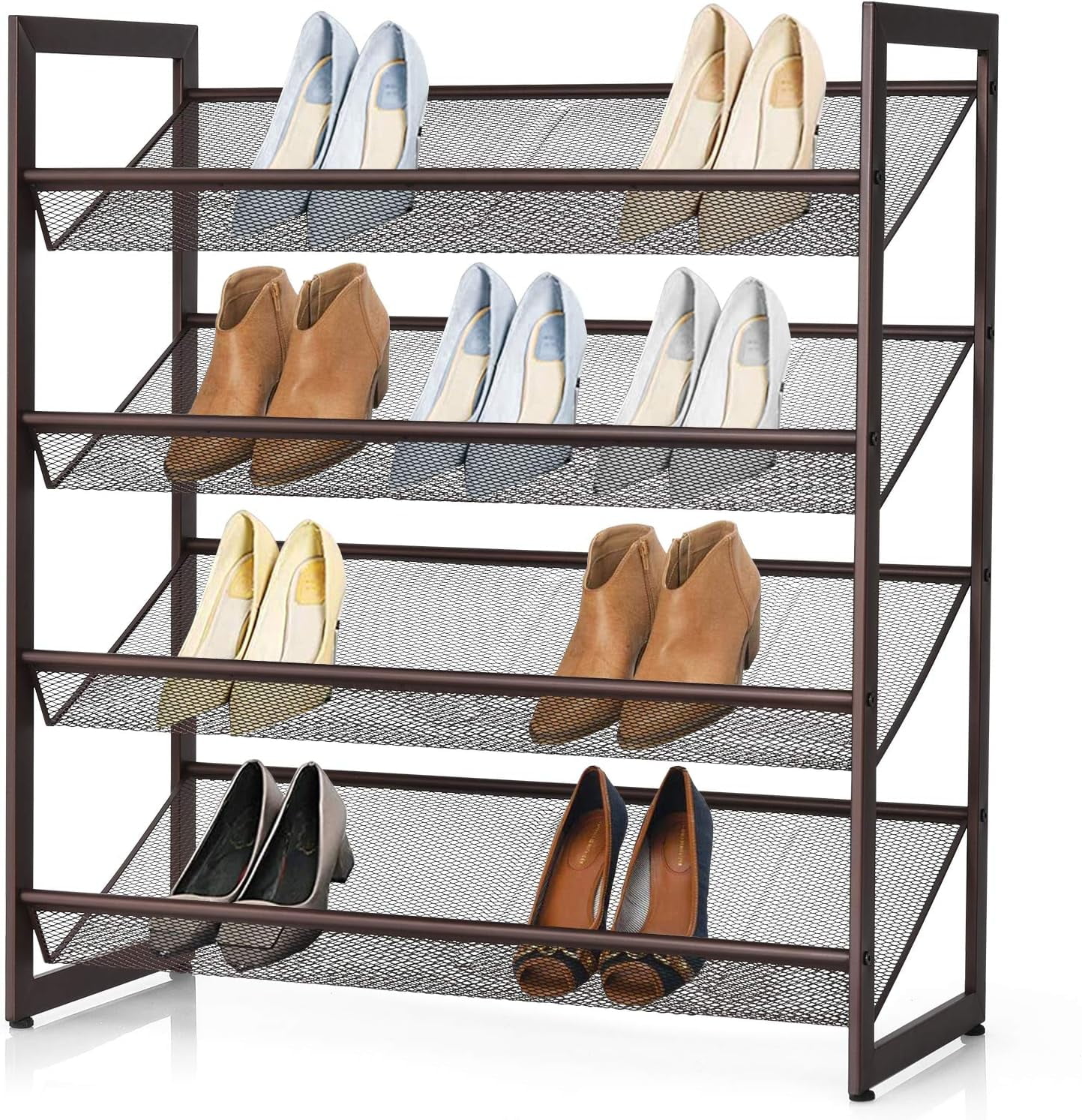 CHAUKY 4-Tier Metal Shoe Rack, Shoe Storage Organizer with Adjustable ...