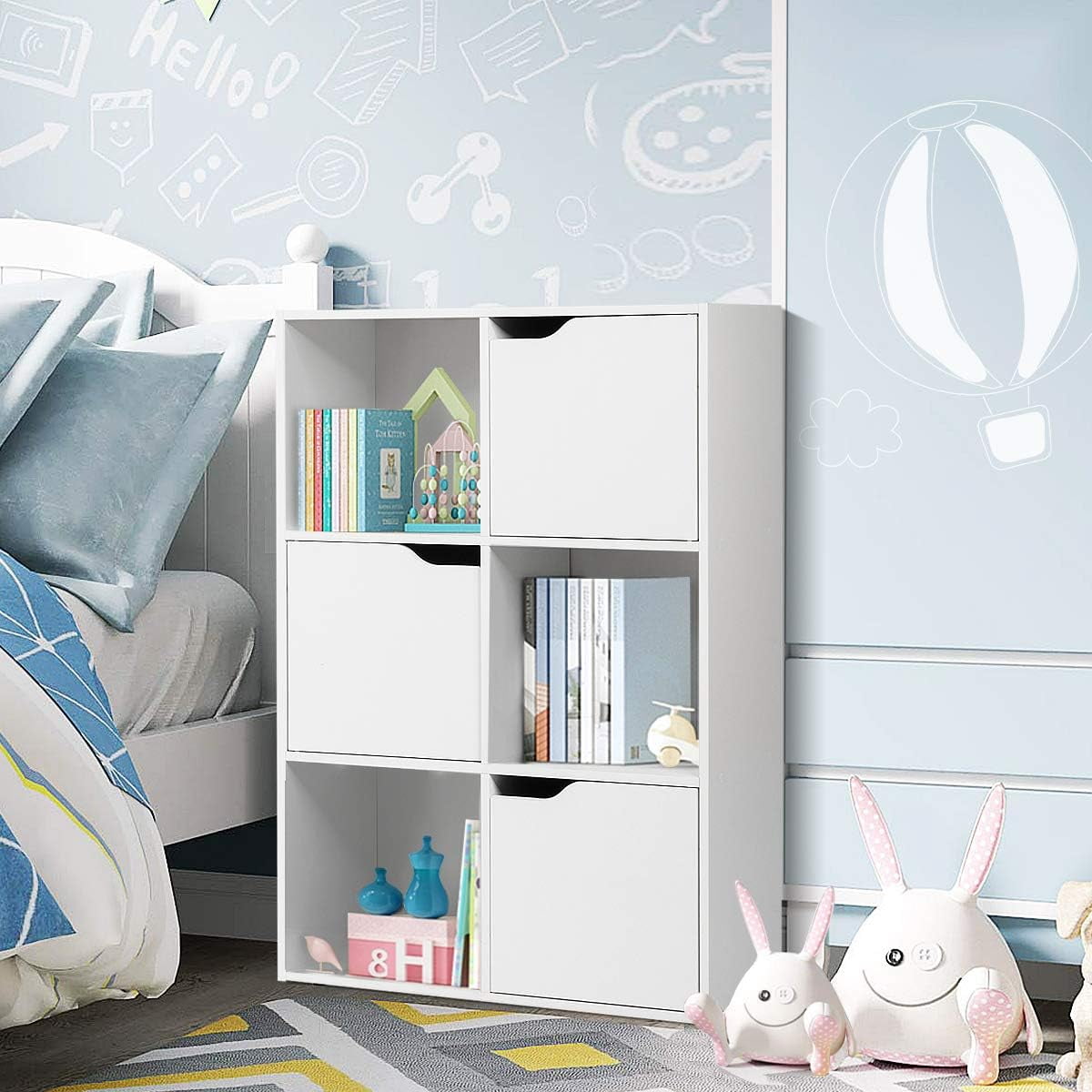 CHAUKY 6-Cube Storage Organizer, Storage Cabinet with 3 Open Cubes and ...