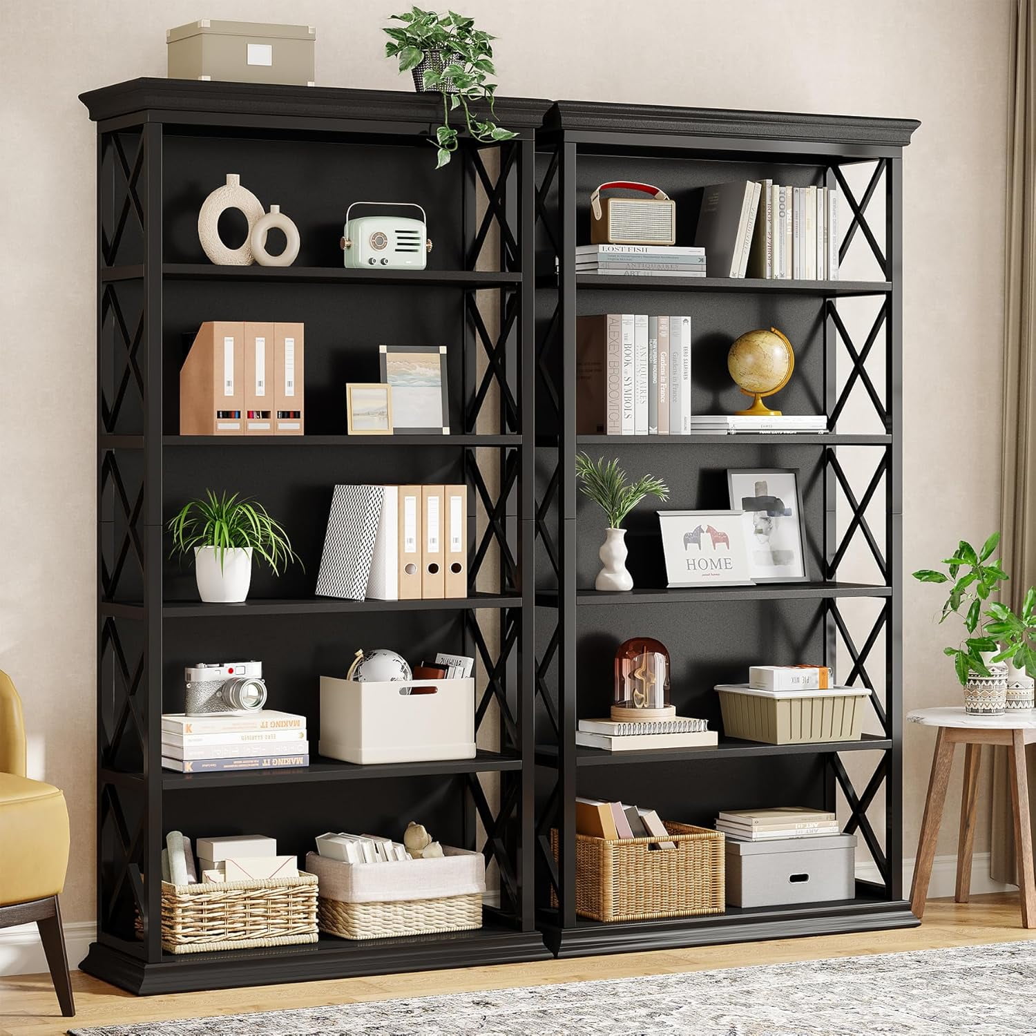 CHAUKY 6-Tier Bookcase, 71 Inches Industrial Bookshelves and Bookcases ...