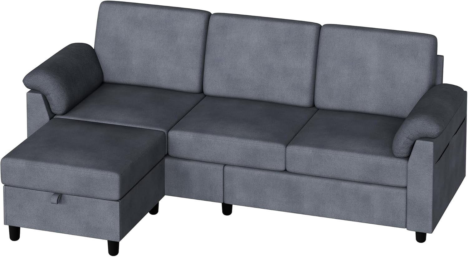 CHAUKY 79" Convertible Sectional Couch Sofa with Storage Ottoman, 3 ...
