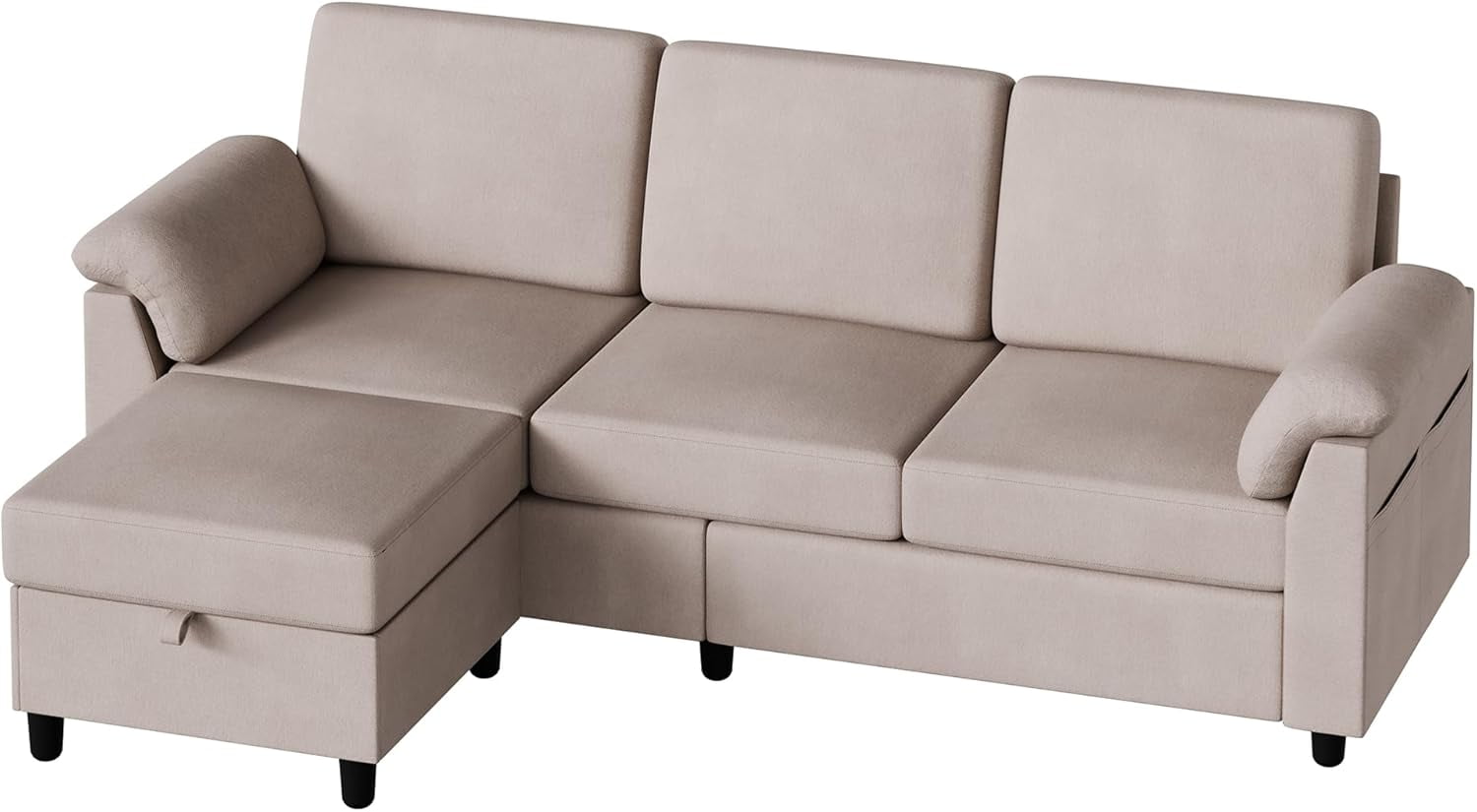 CHAUKY 79" Convertible Sectional Couch Sofa with Storage Ottoman, 3 ...