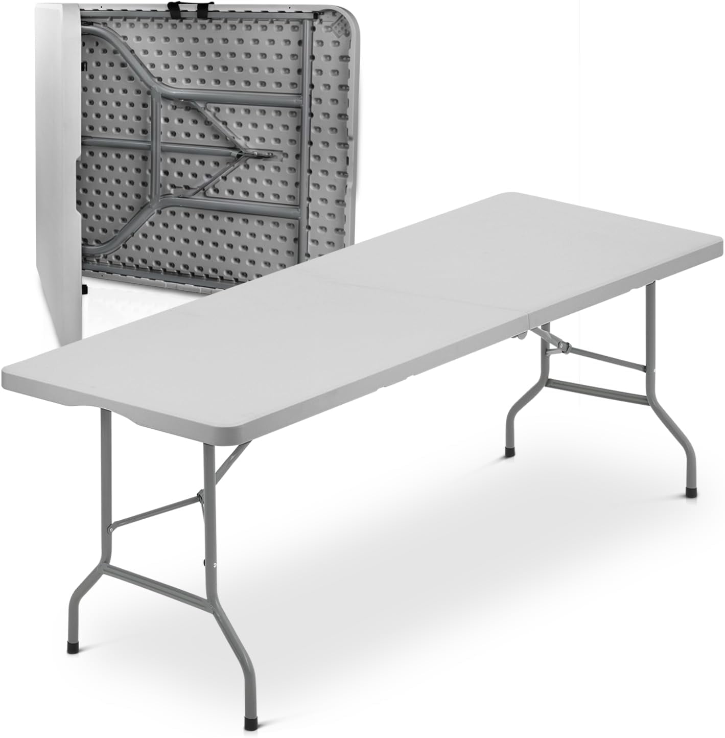 CHAUKY 8Ft Folding Table, Lightweight Portable Desk with Handle, Square ...