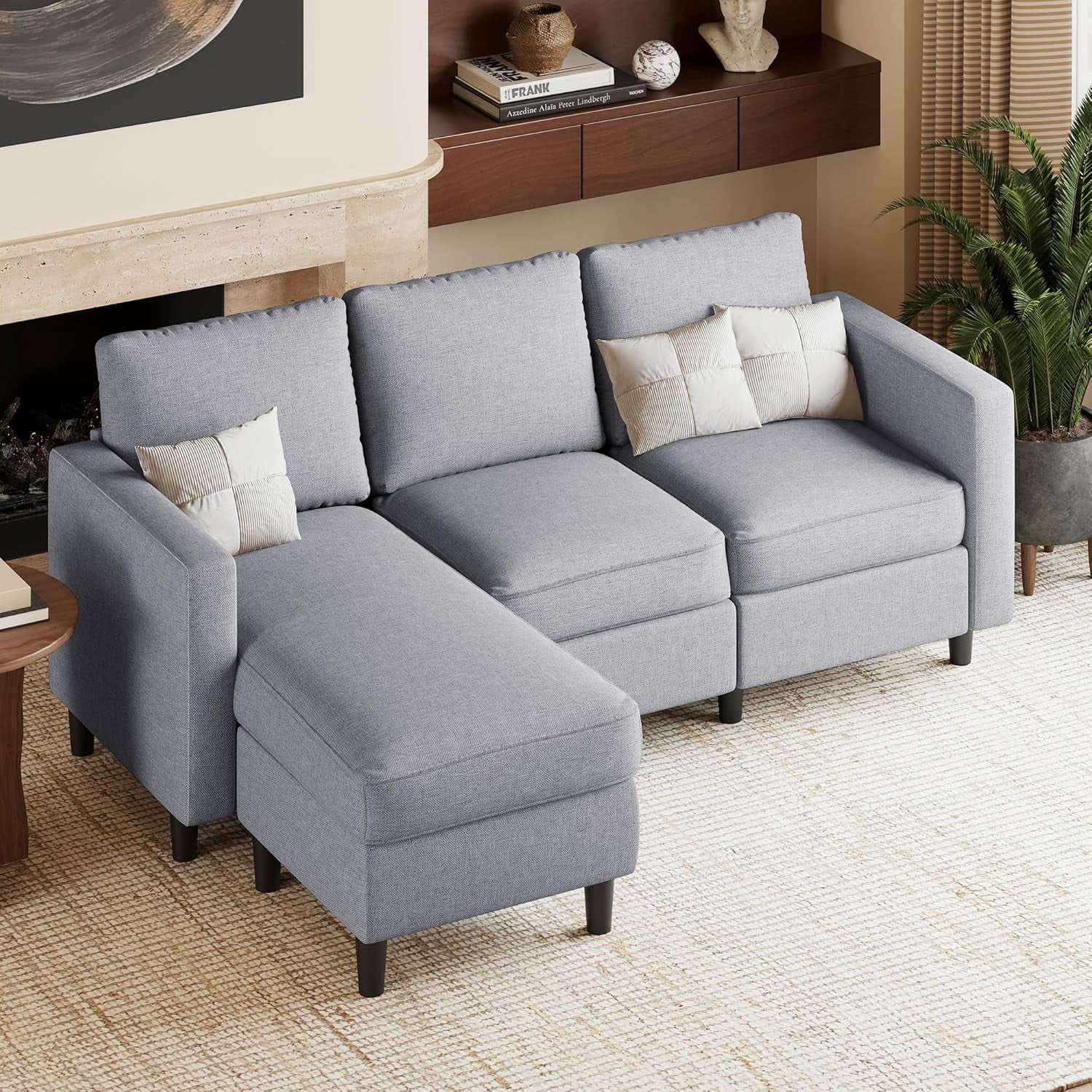 CHAUKY L Shaped Couch Sofa for Living Room, Small Sectional Sofa Couch ...