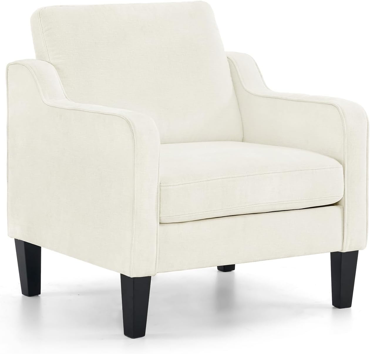 CHAUKY Living Room Chairs White Accent Chair Soft Chenille Comfy Arm ...