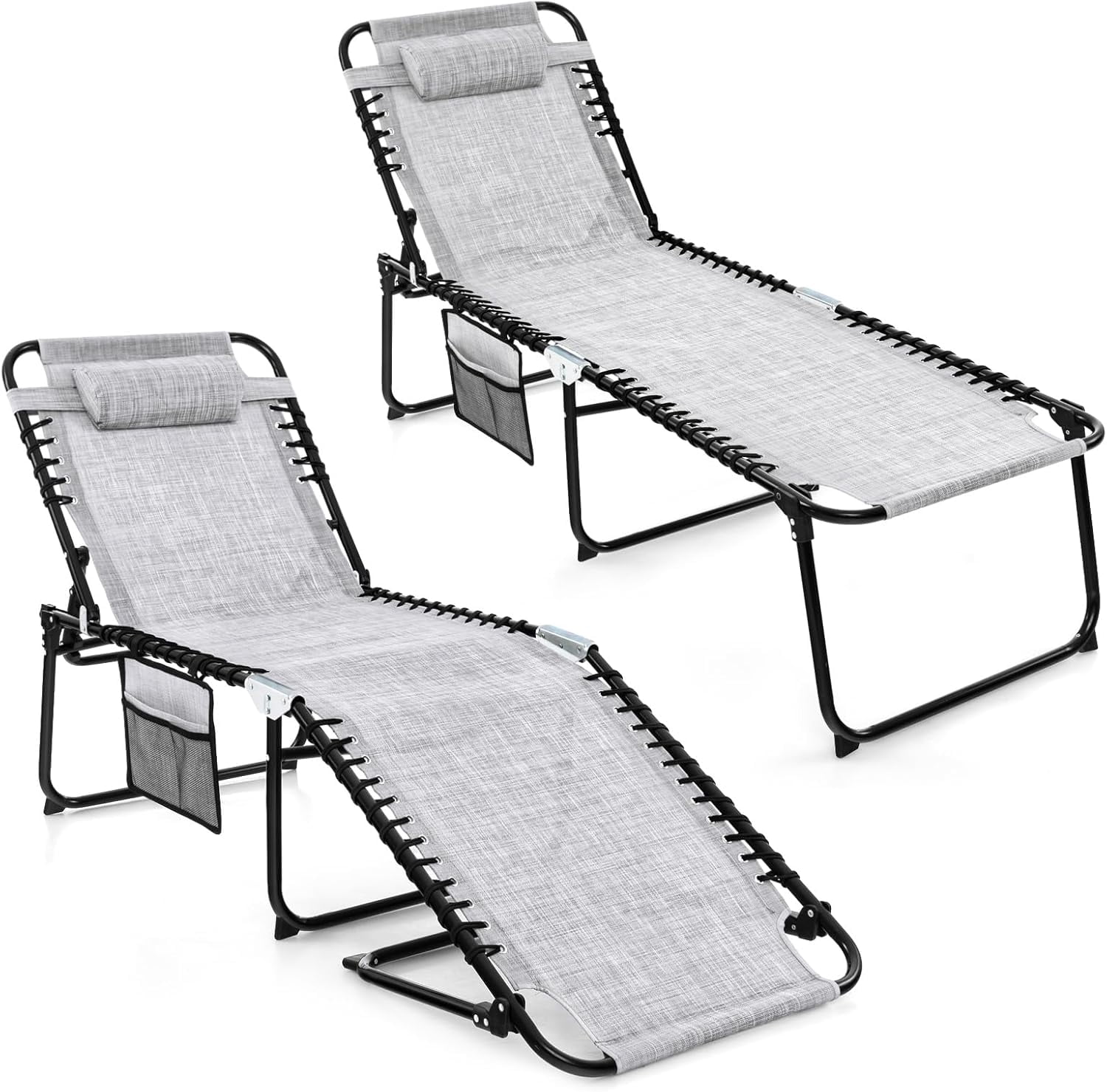 CHAUKY Lounge Chairs for Outside, Extra High Folding Beach Tanning ...