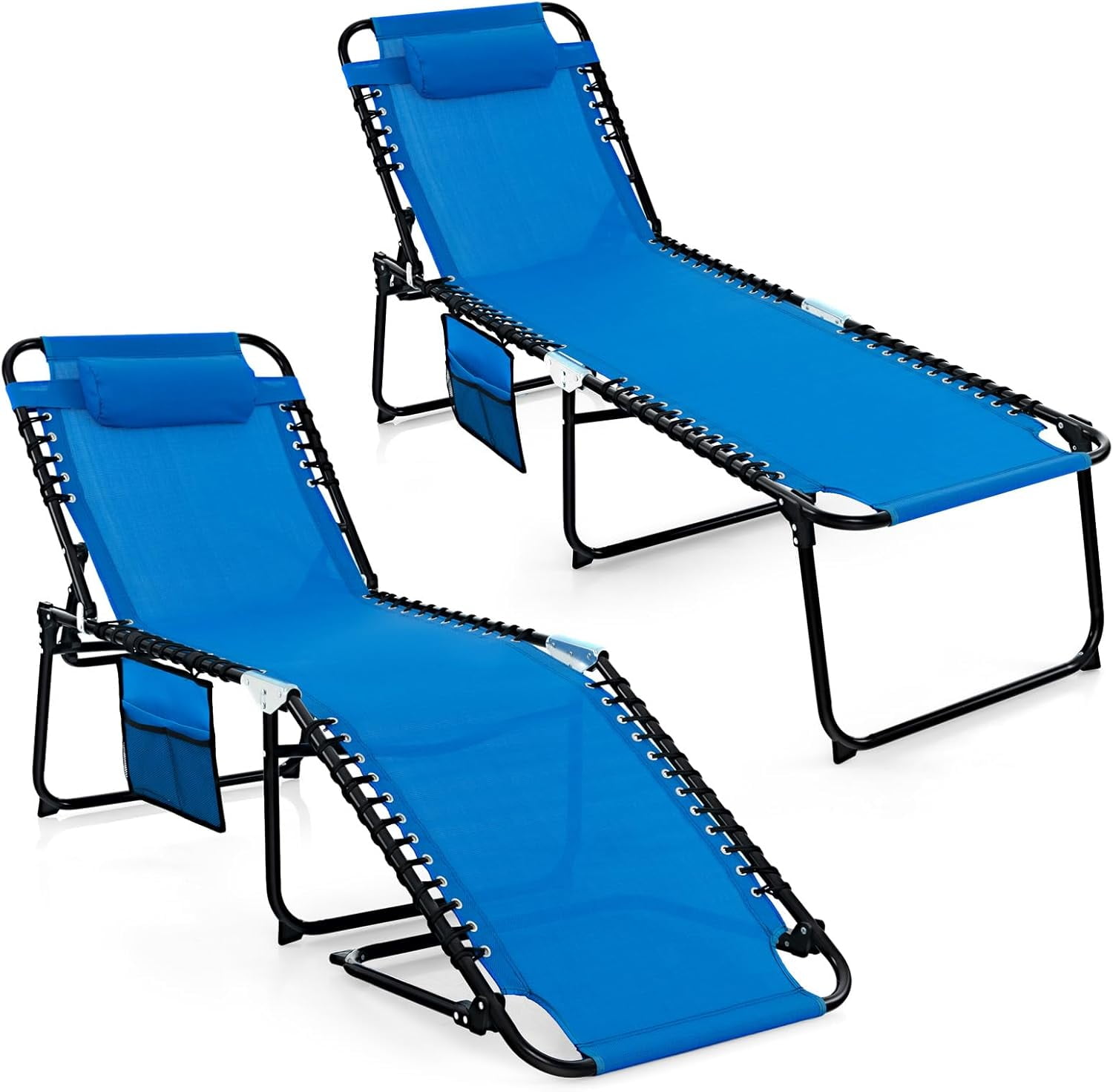 CHAUKY Lounge Chairs for Outside, Extra High Folding Beach Tanning ...