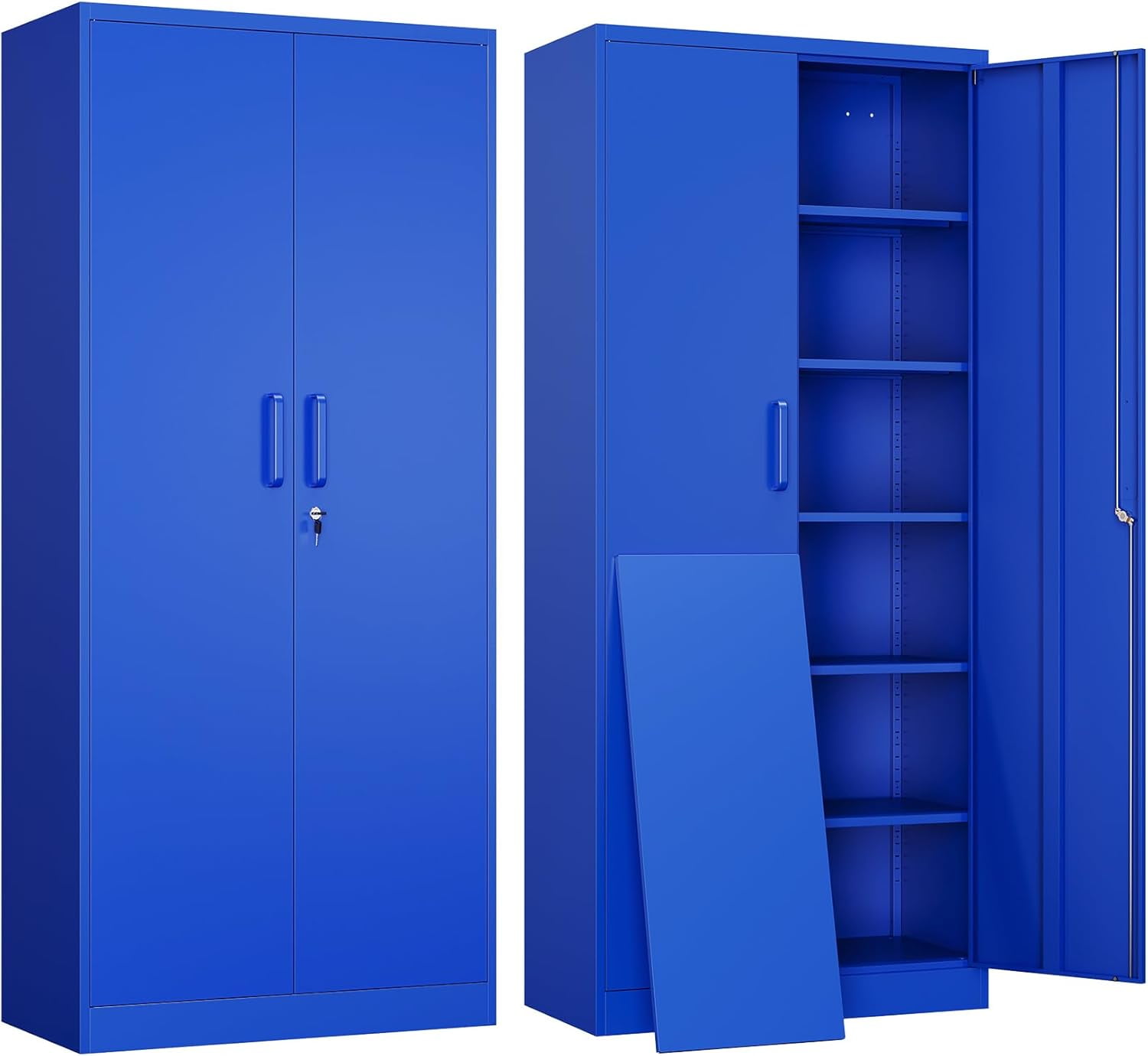 CHAUKY Metal Garage Storage Cabinet with 2 Doors and 5 Adjustable ...