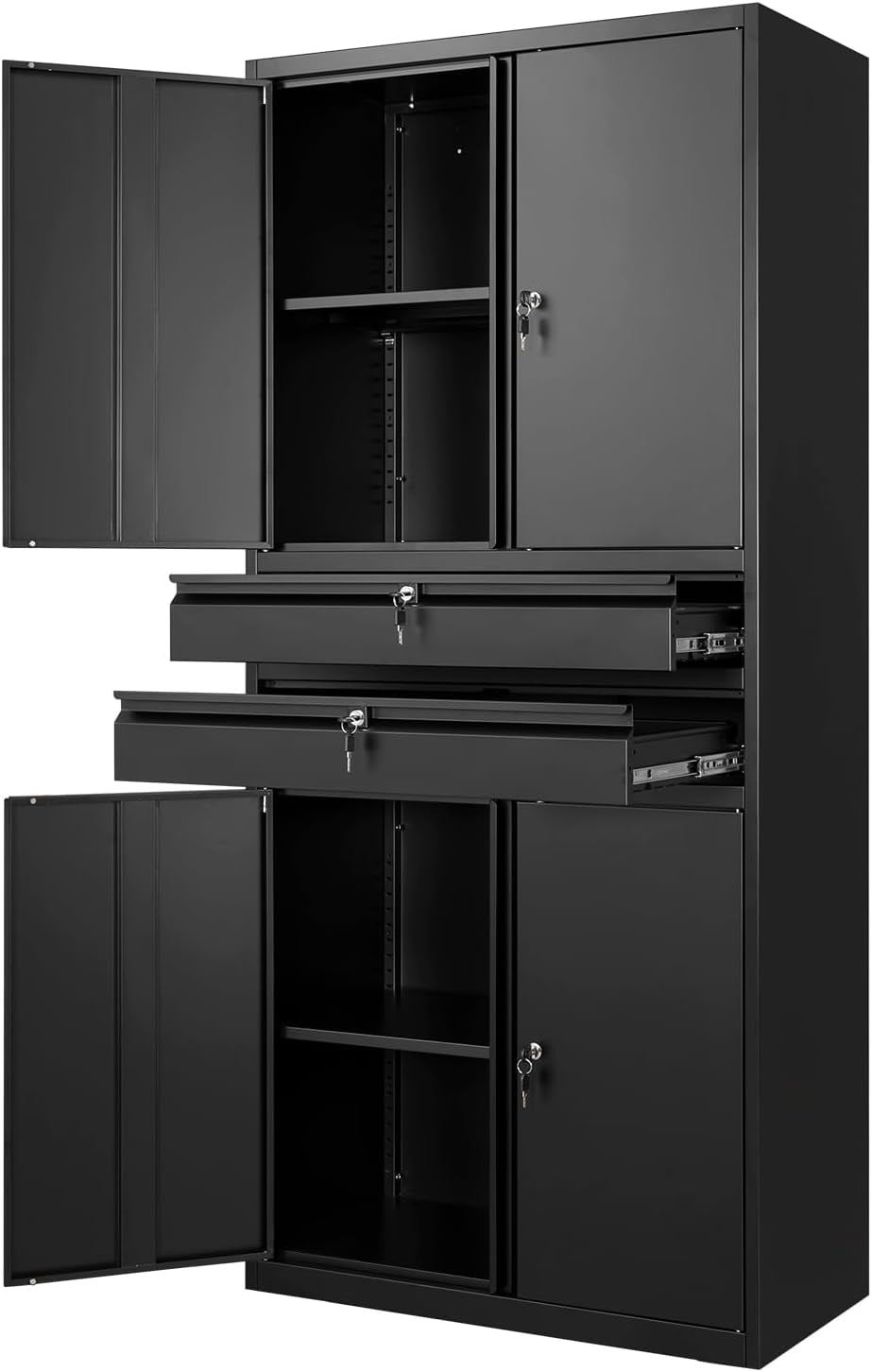 CHAUKY Metal Garage Storage Cabinet with Locking Doors and Adjustable ...